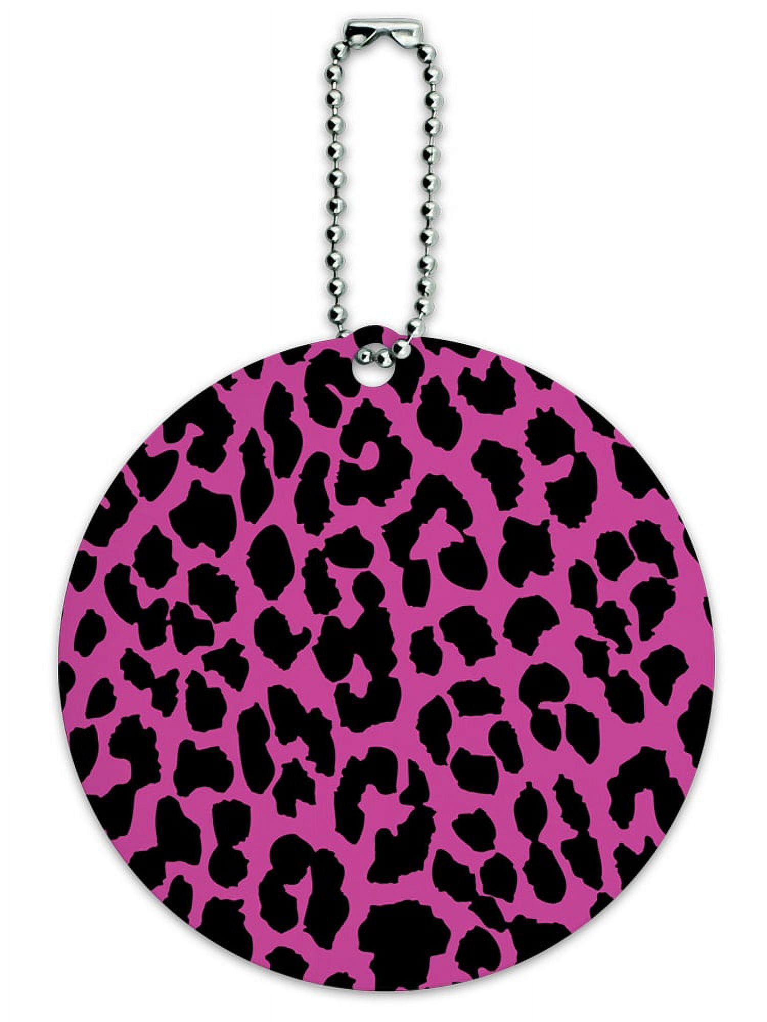 Leopard Print Pink and Black Round ID Card Luggage Tag - Walmart.com