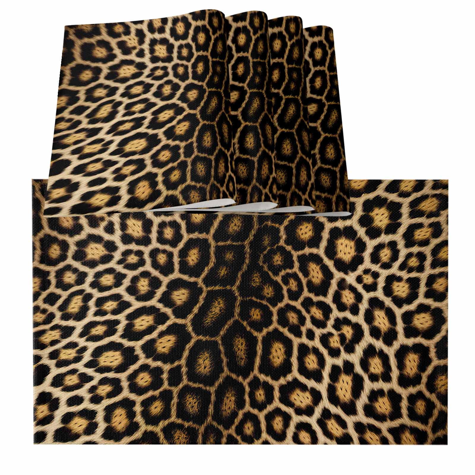 Leopard Print Placemats for Dinning Table Set of 4, Farmhouse Gradient ...