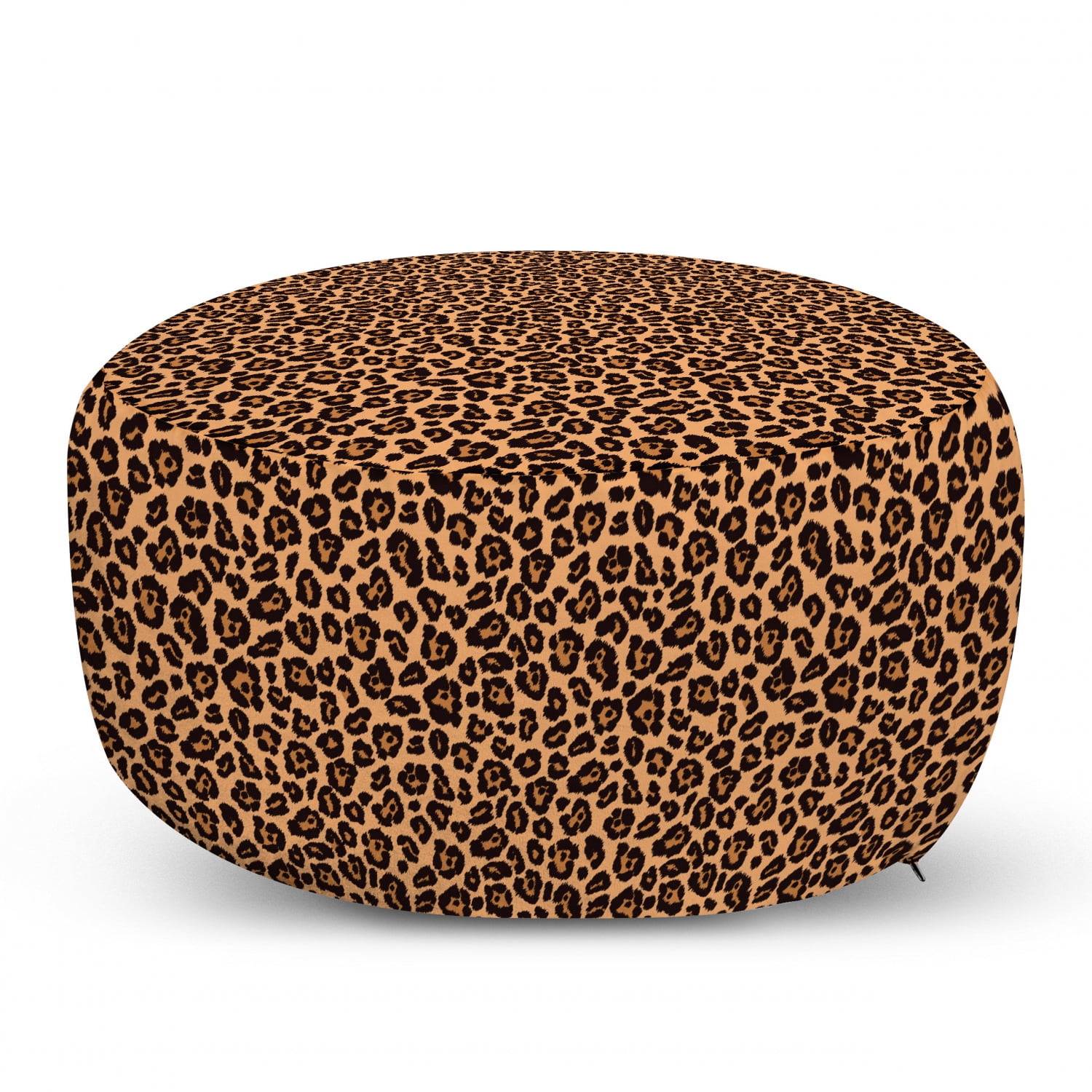 Leopard Print Pouf Cover with Zipper, Orange Color Leopard Texture ...