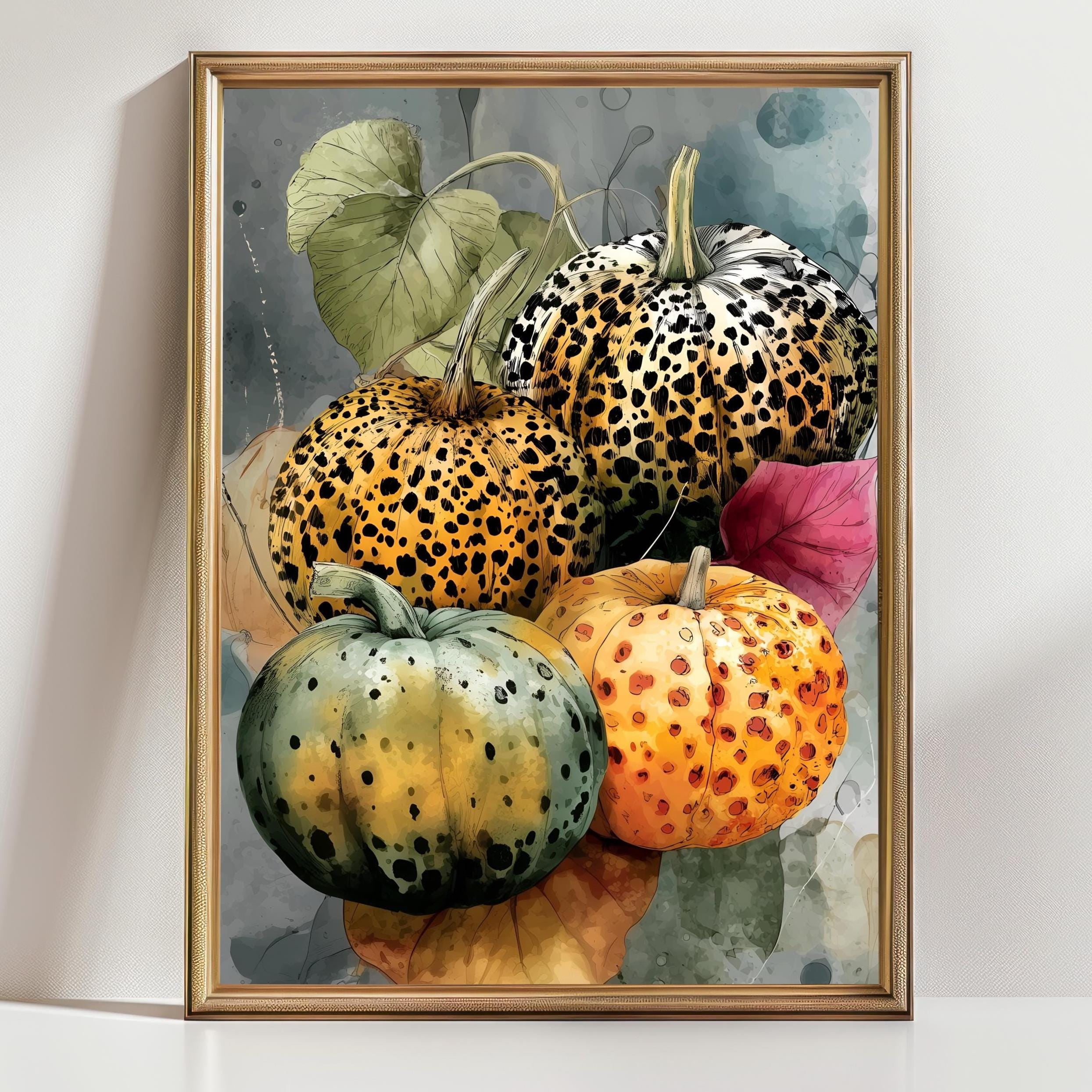 Leopard Print Pumpkin Wall Art – Bold Fall Decor Print With Spotted ...