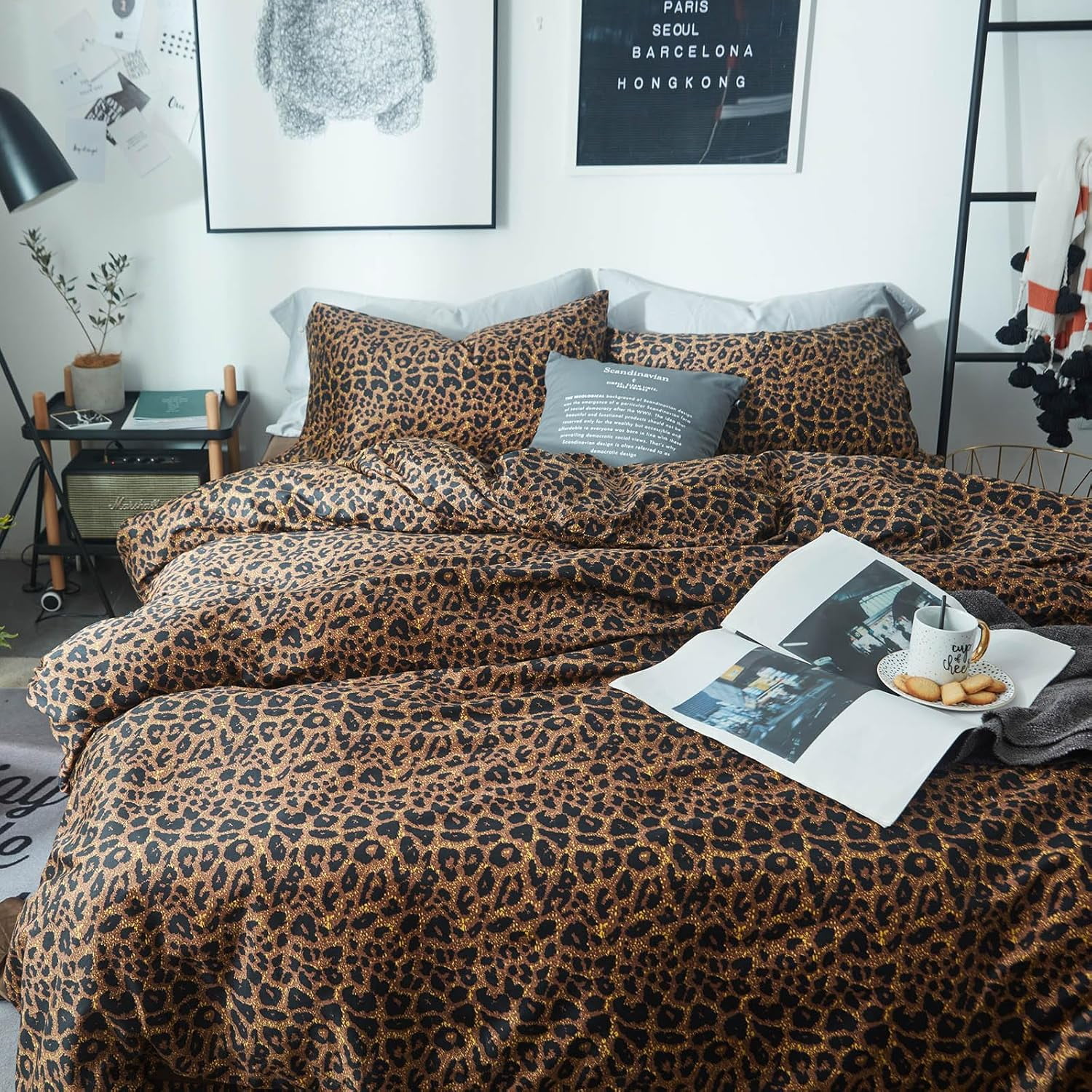 Leopard Print Queen Size Comforter Set-3 Pieces Animal Cheetah Printed ...