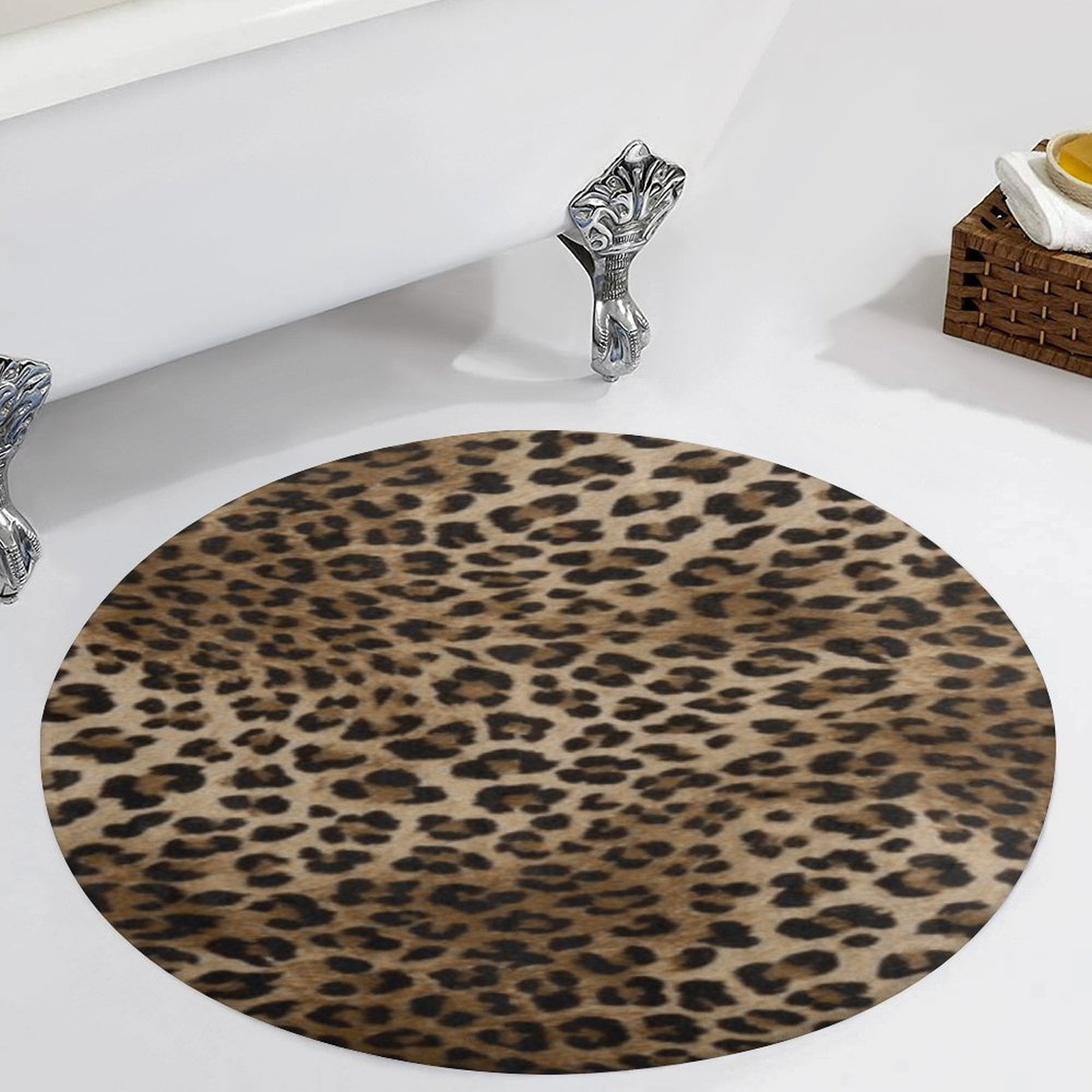 Leopard Print Round Area Rugs for Bedroom Living Room, 6FT Soft Comfy ...