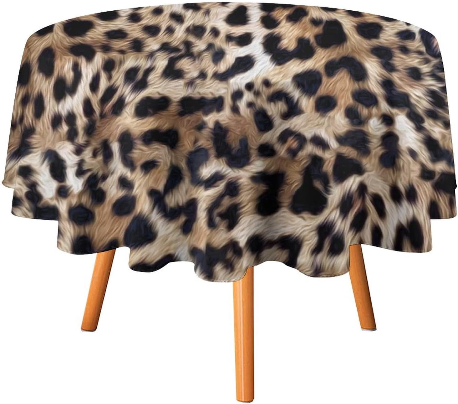 Leopard Print Round Tablecloth,Cheetah Skin Tiger Leather Spotted Fur ...