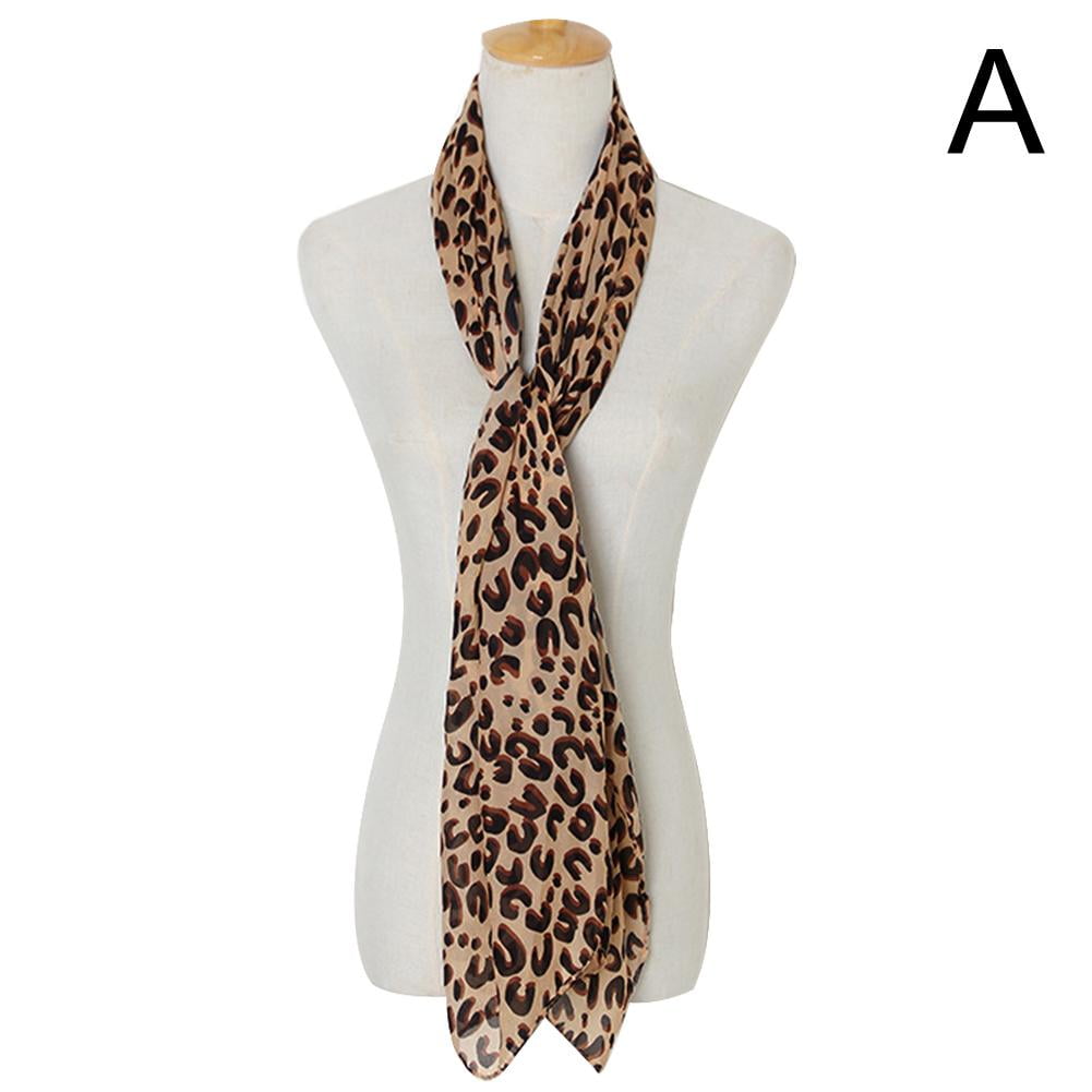 Leopard Print Scarf Women Vintage Chiffon Stole Soft Harajuku Casual ...