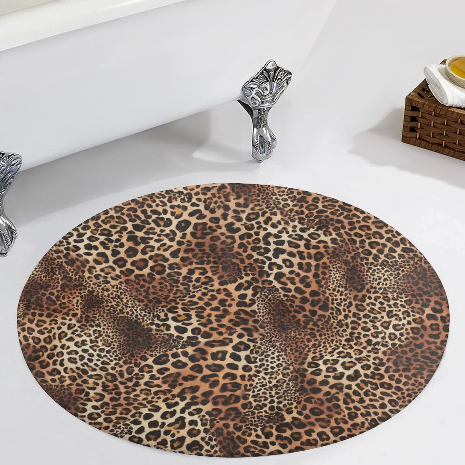 Leopard Print Seamless Brown Pattern Round Carpet Circle Rug Outdoor ...