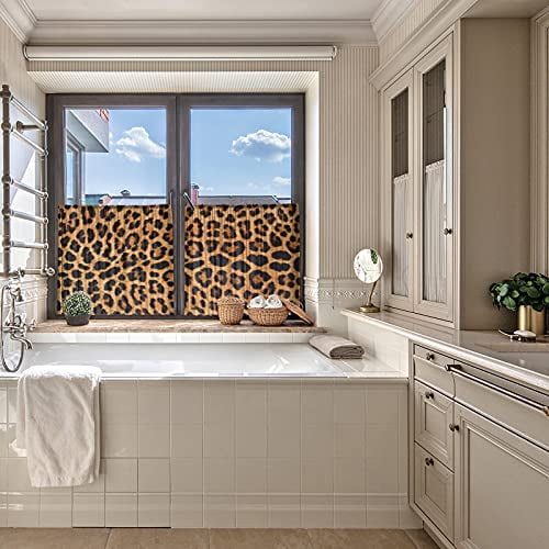 Leopard Print Sheer Curtains 54 Inch Length 2 Panels Set, Leopard ...