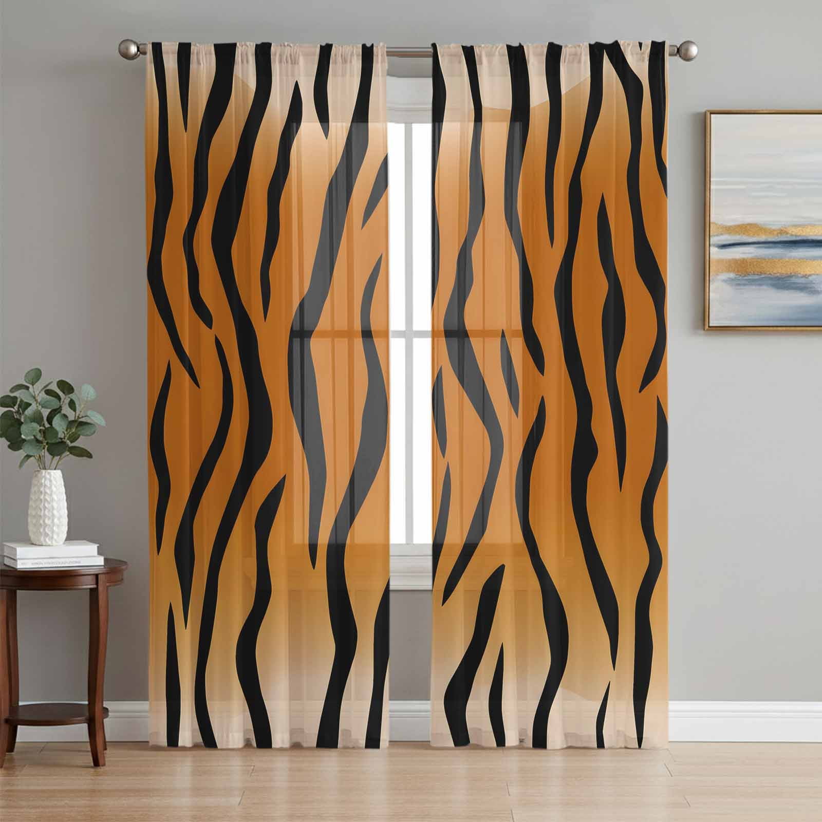 Leopard Print Sheer Curtains 72 Inch Length 2 Panels Set, Farmhouse ...