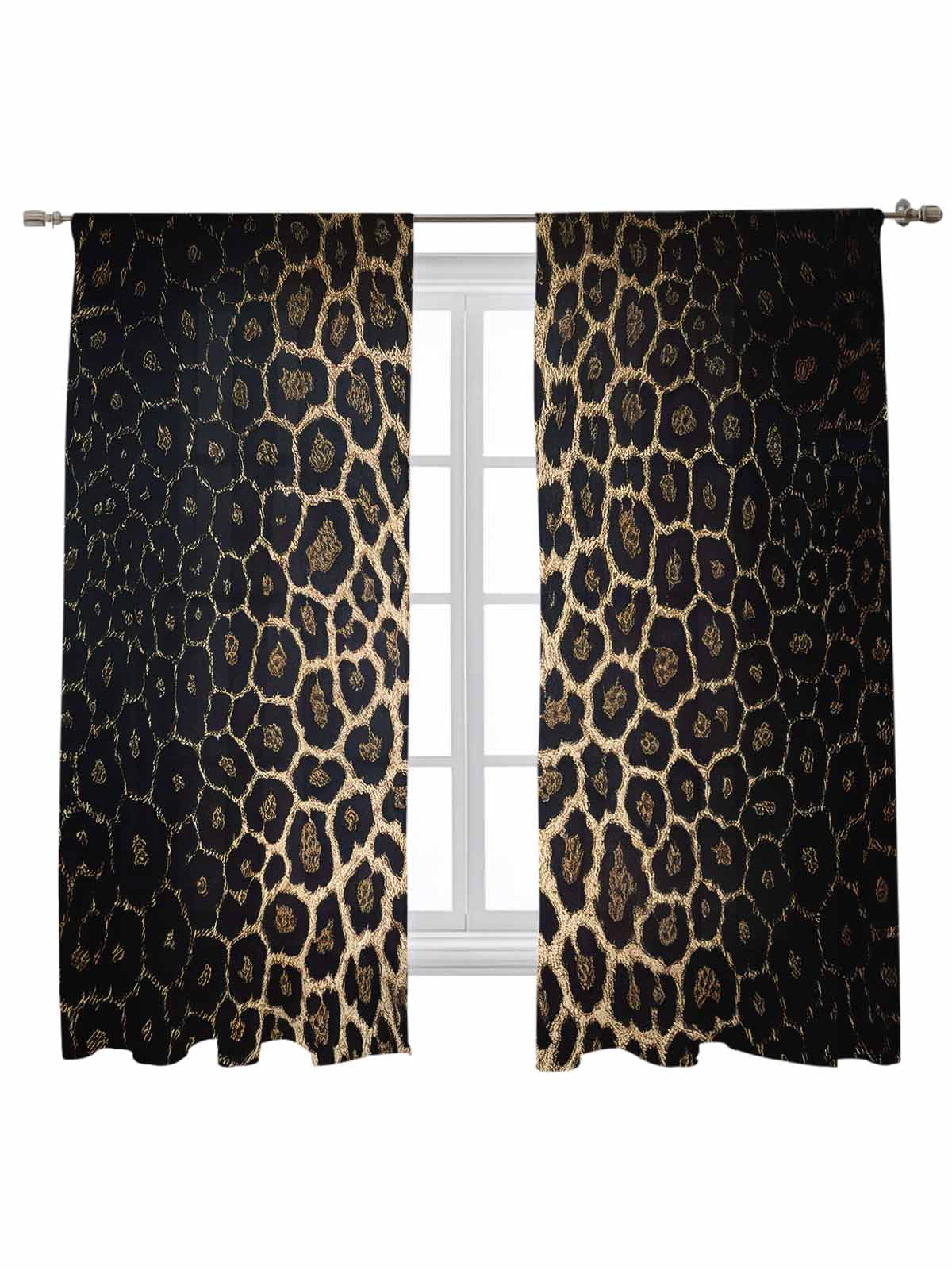 Leopard Print Sheer Curtains 72 Inch Long 2 Panels, Dot Gradient ...