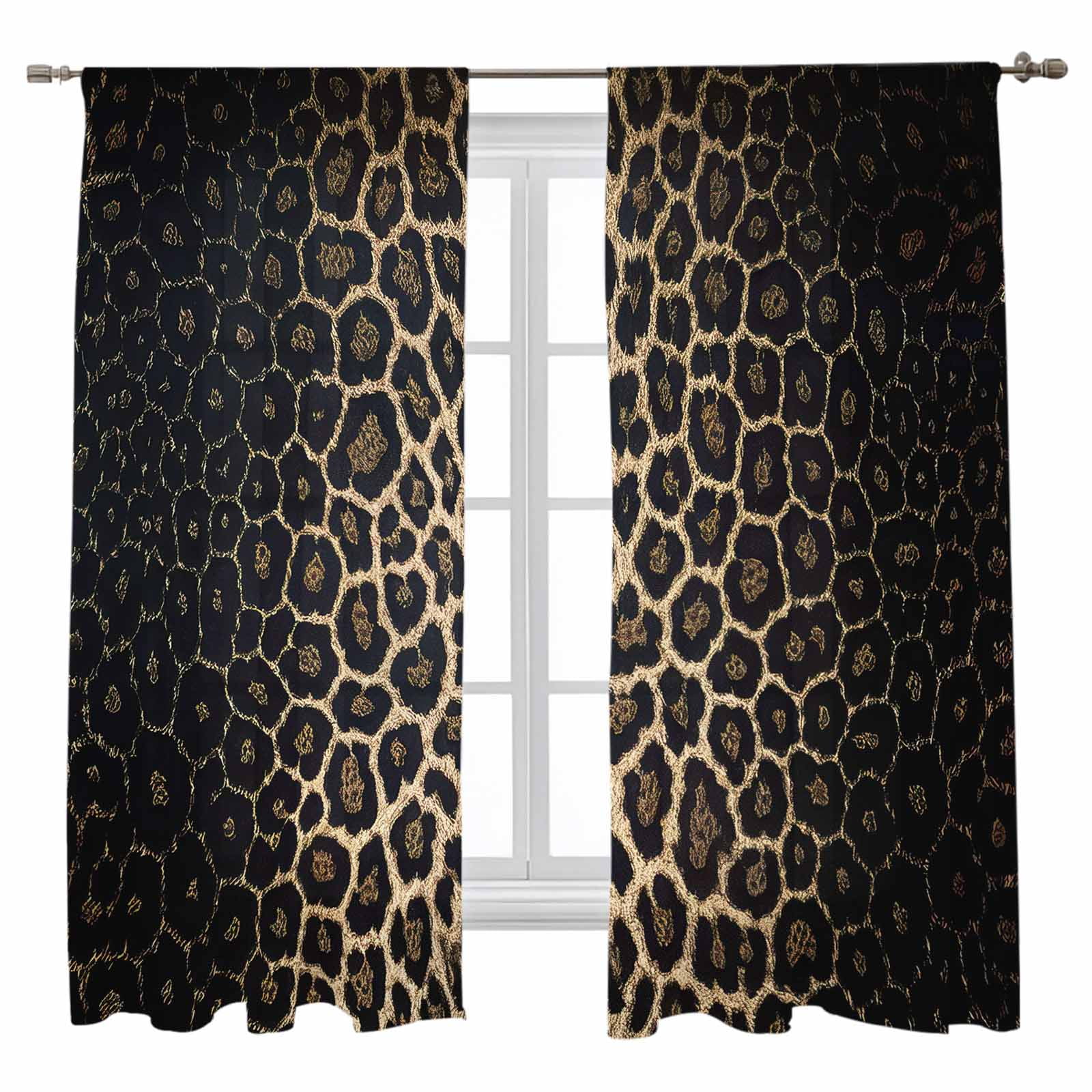 Leopard Print Sheer Curtains 72 inches Long, Dot Gradient Texture ...