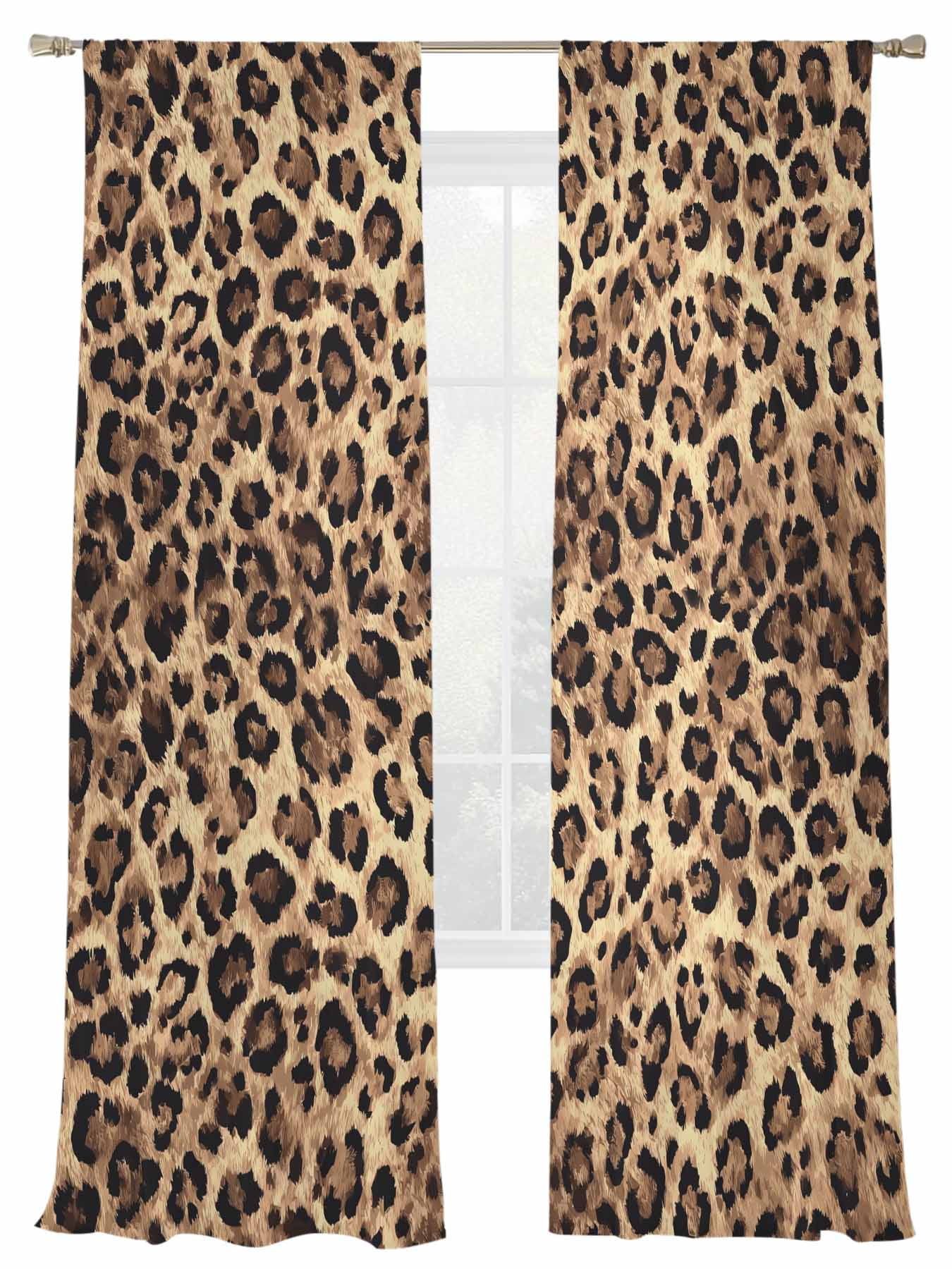 Leopard Print Sheer Curtains for Living Room Bedroom, Light-filtering ...