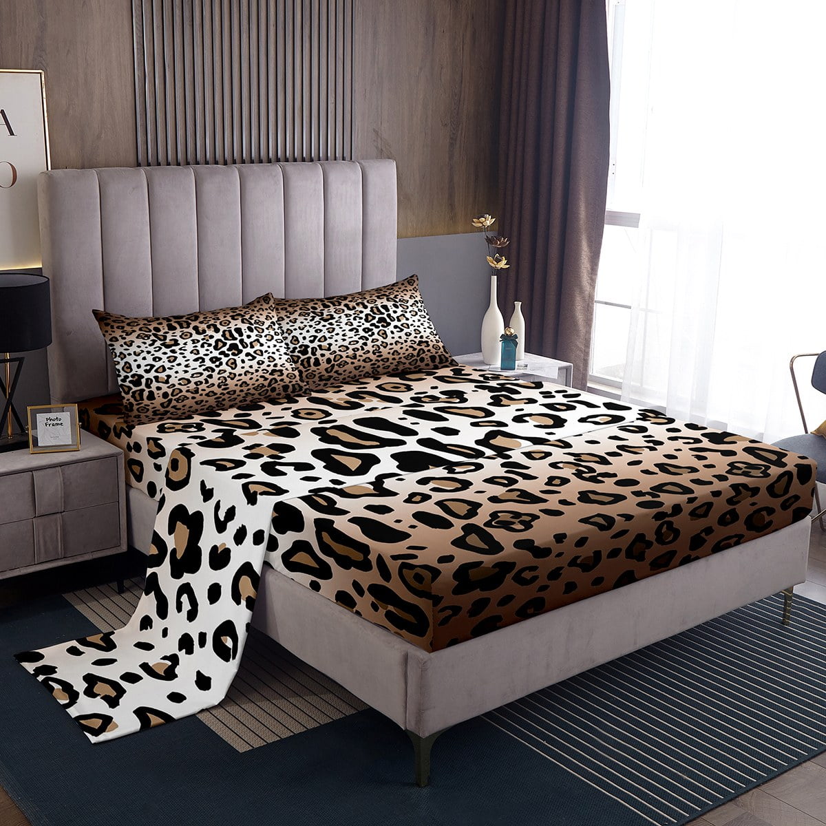 Leopard Print Sheet Set Twin Brown Black Cheetah Print Bed Sheets Set