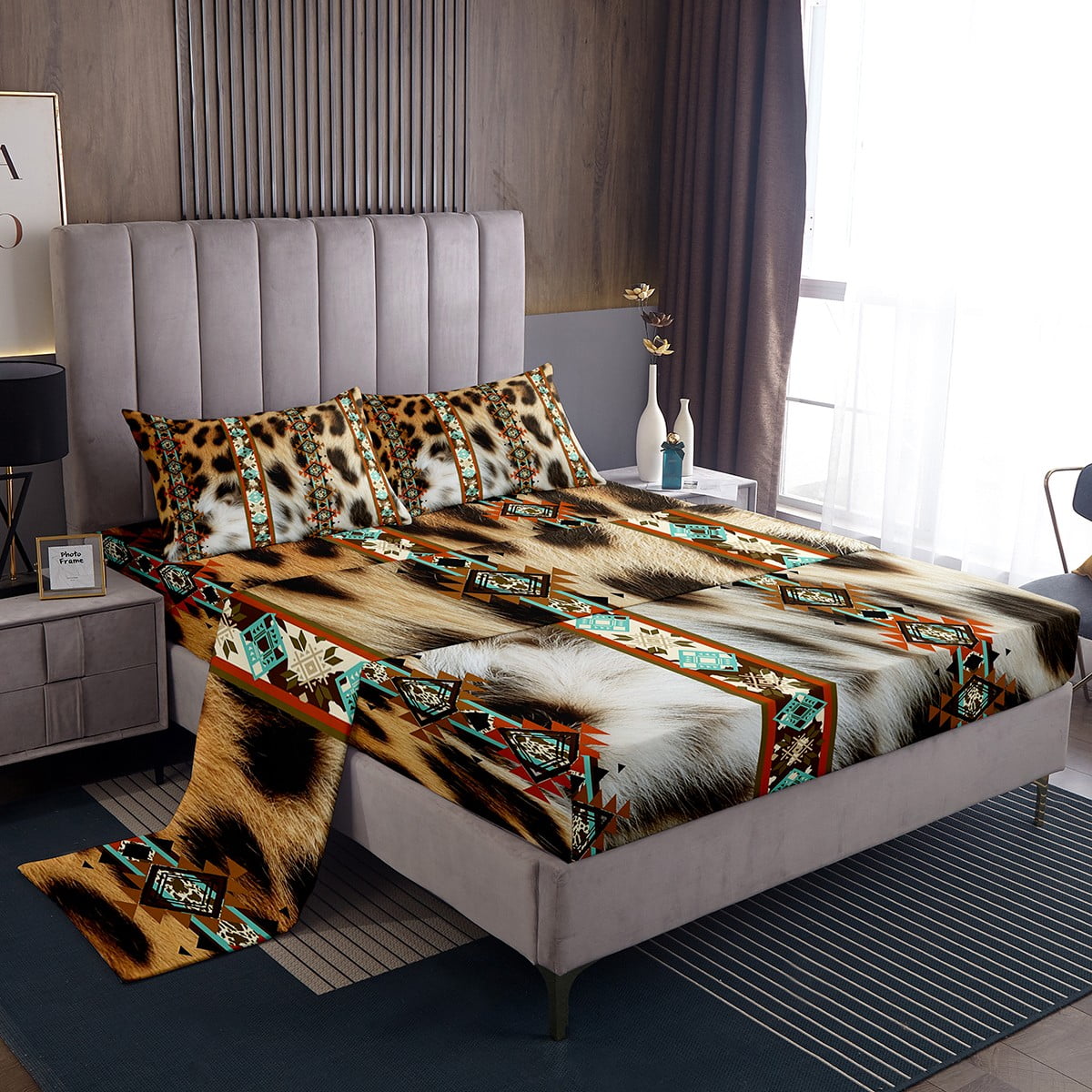 Leopard Print Sheet Set Cheetah Animal Hide Sheets Exotic Tribe Native ...