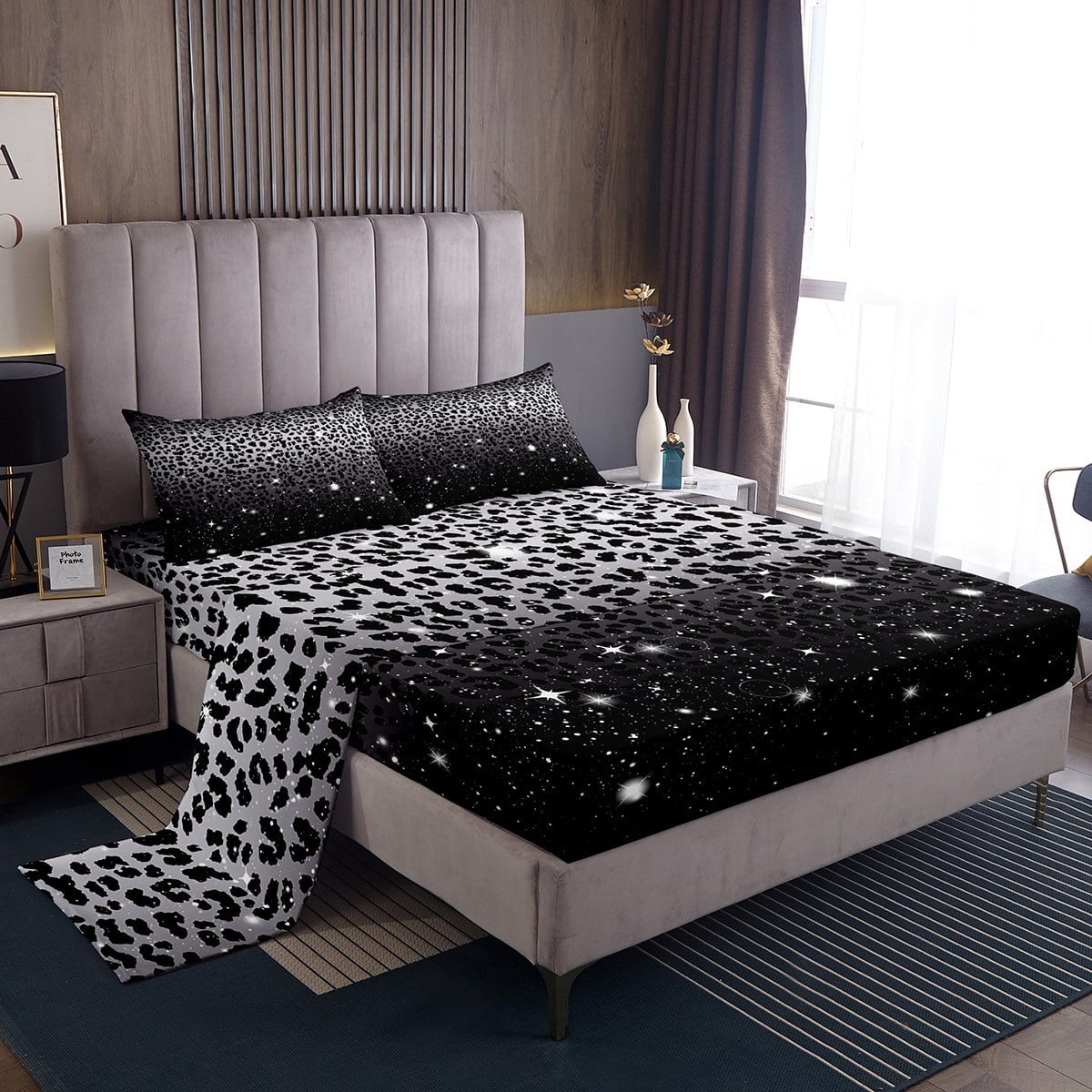 Leopard Print Sheets Teen,Black Grey Cheetah African Big Cat Fitted ...