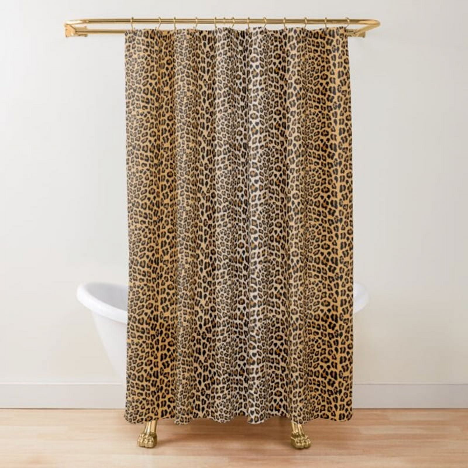 Leopard Print Shower Curtain Brown Bathroom Curtain Wild Safari Animal ...
