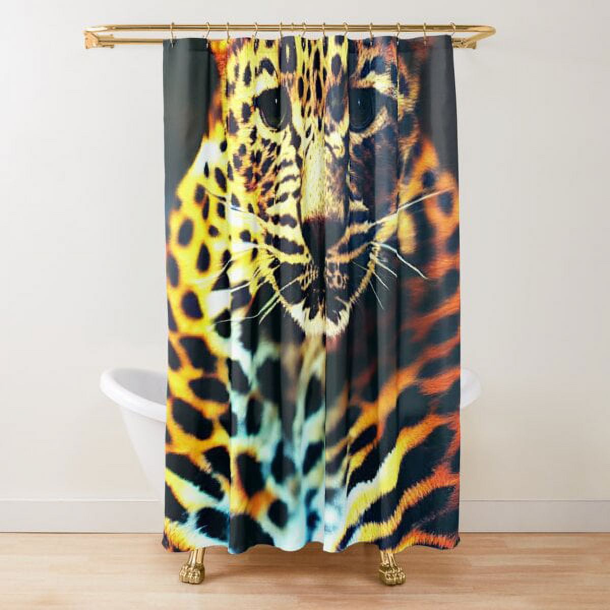 Leopard Print Shower Curtain Brown Bathroom Curtain Wild Safari Animal ...