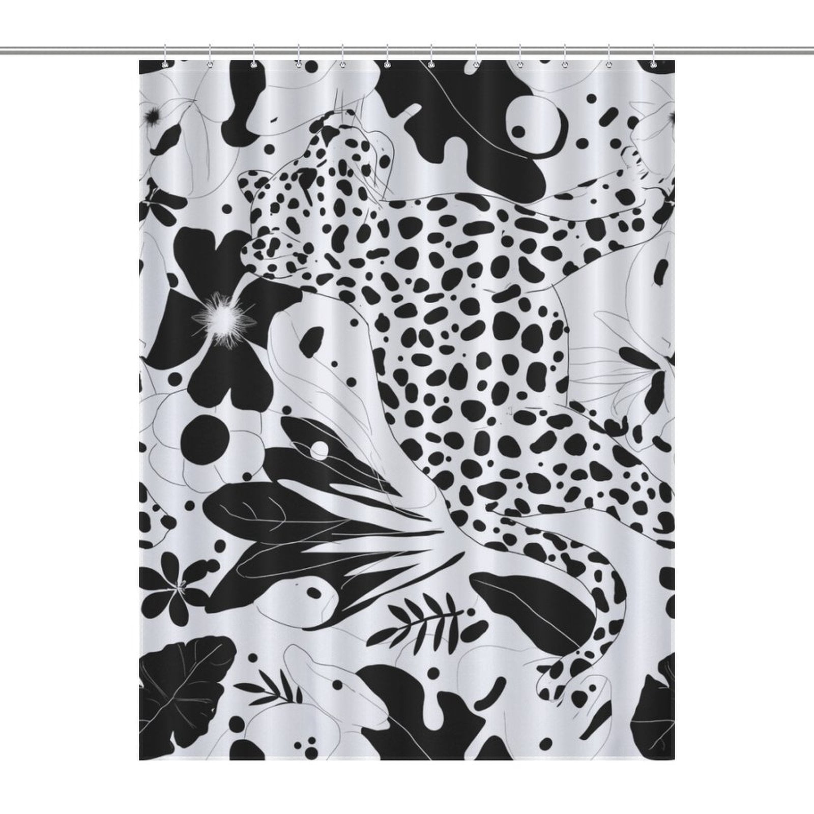 Leopard Print Shower Curtain , Enchanted Forest Scenic Bathroom Decor ...