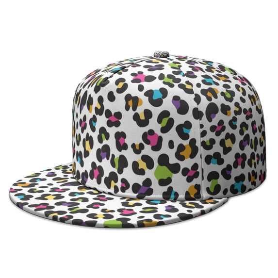 Leopard Print Snapback Hat - Adjustable Flat Brim Cap for Outdoor ...