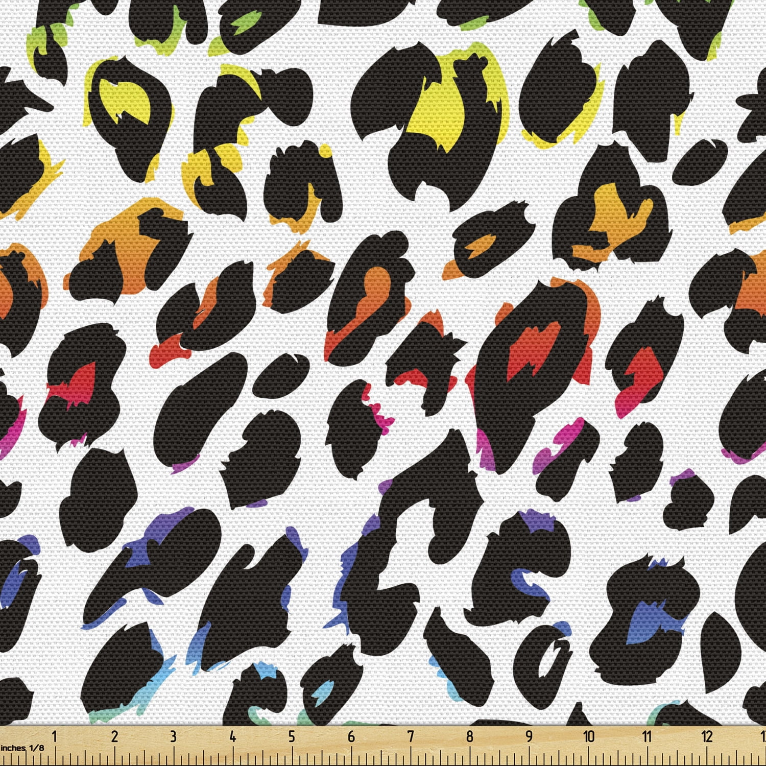 Ambesonne Leopard Print Fabric by the Yard Upholstery, Colorful Mammal ...