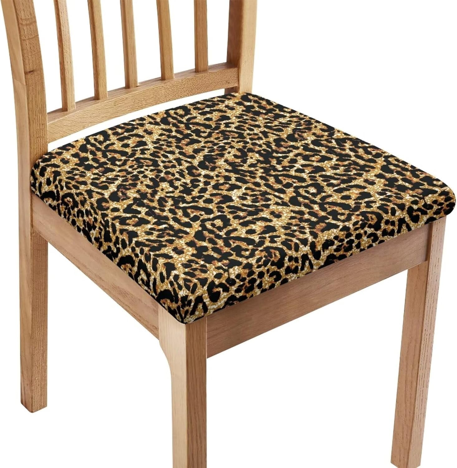 Leopard Print Square Chair Cushion Cover for Dining Office Stain ...