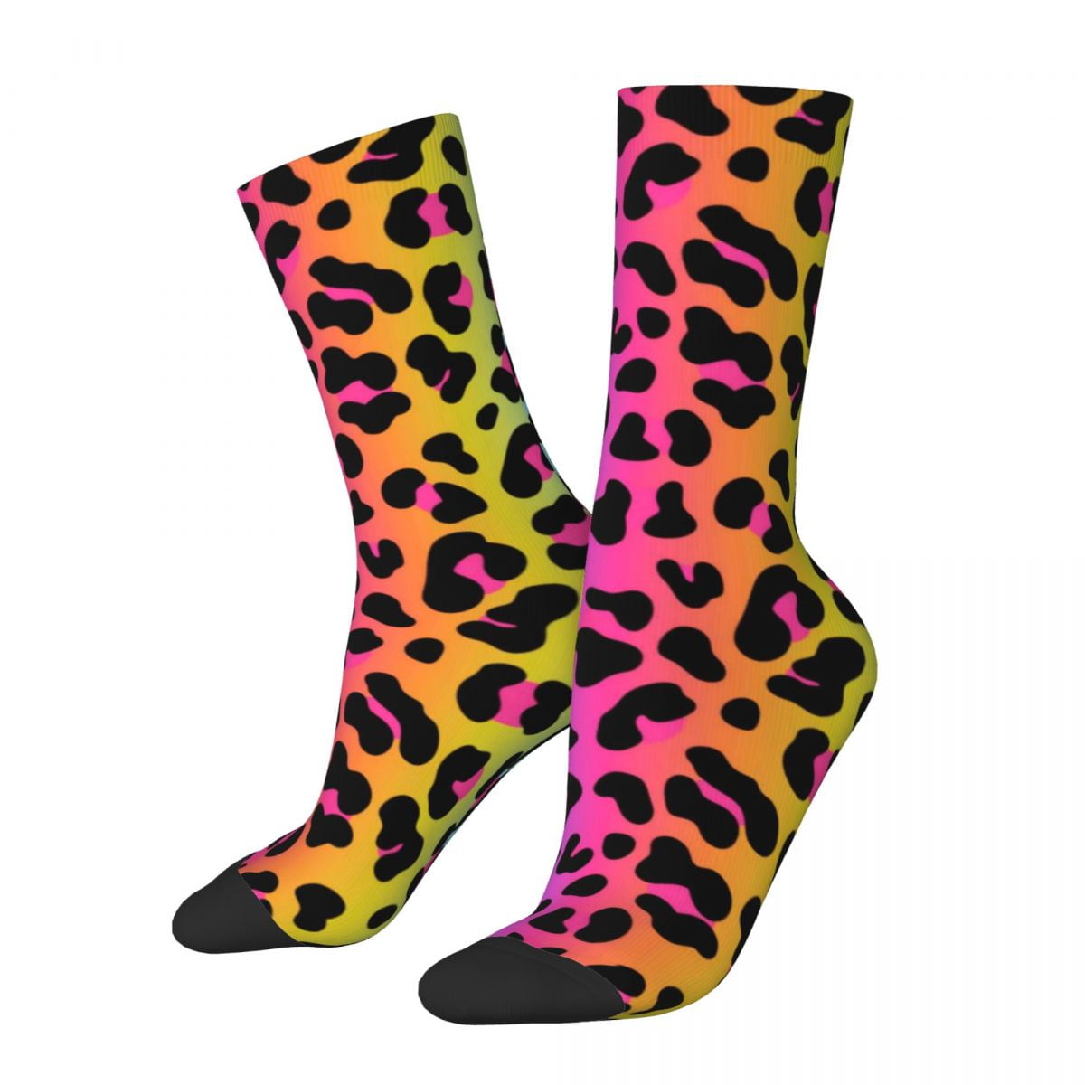 Leopard Print Stockings Women Men 80s Style Neon Socks Warm Soft Kawaii ...