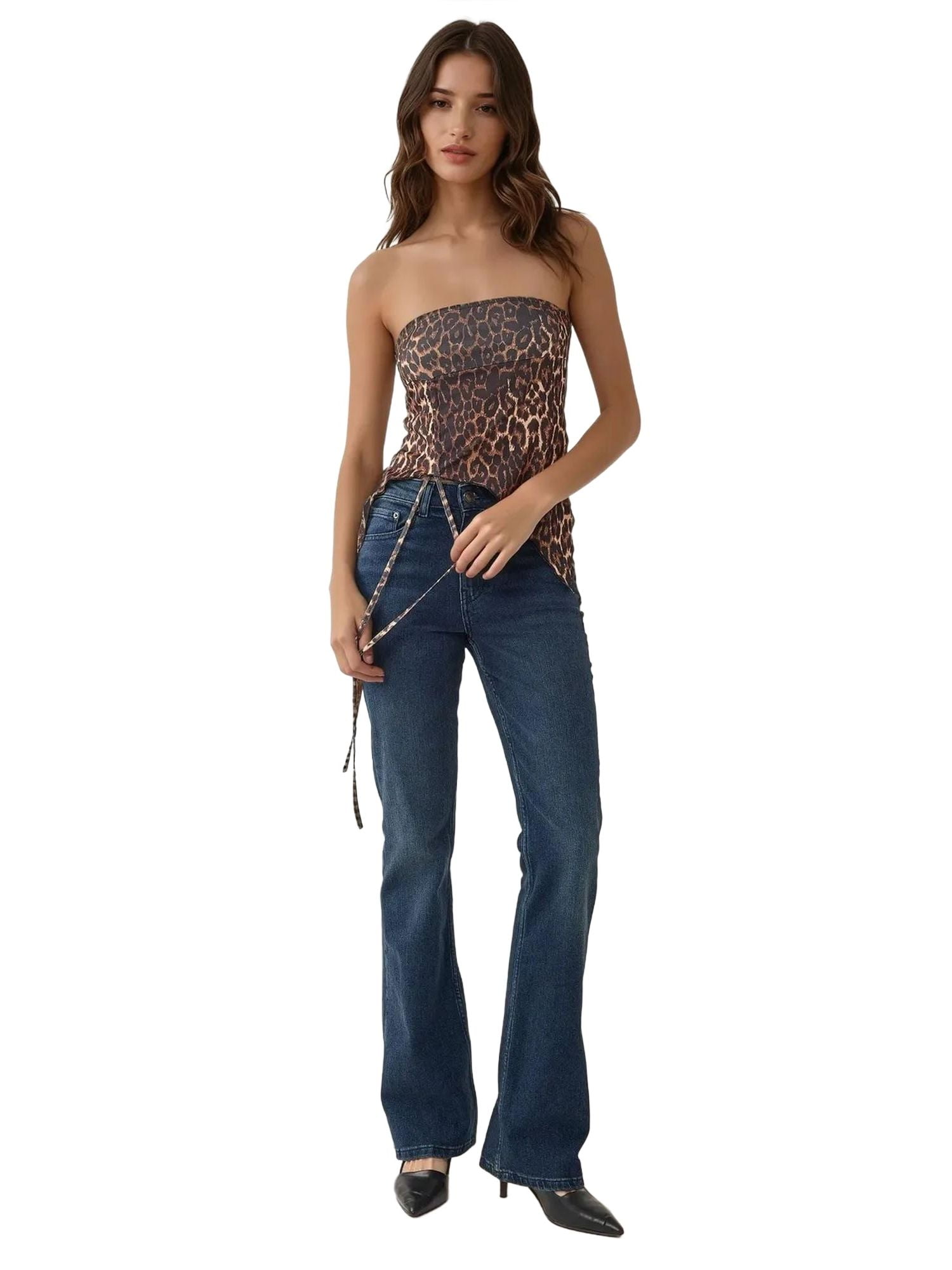 Leopard Print Strapless Fitted Printed Crop Top - Walmart.com