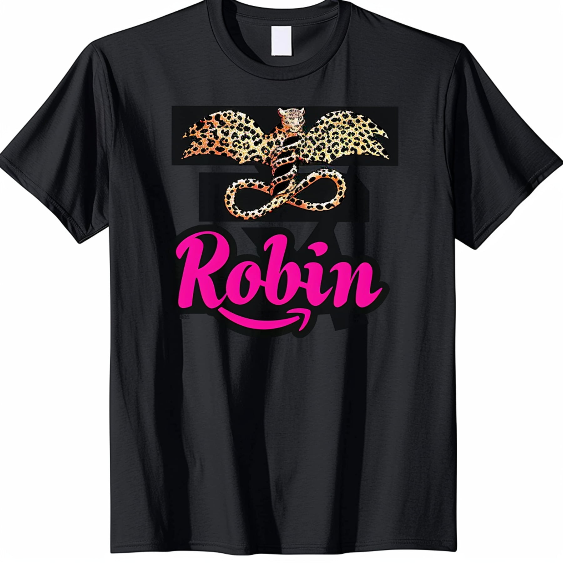 Leopard Print T Shirt with Caduceus Symbol Pink Letters Cursive Font ...