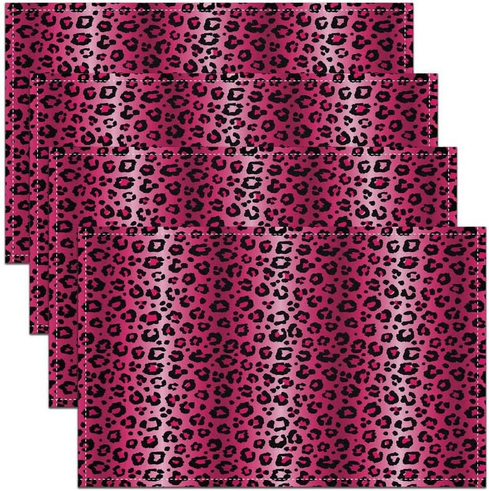 Leopard Print Table Place Mats Set of 4 Cheetah Table Mats Kitchen ...