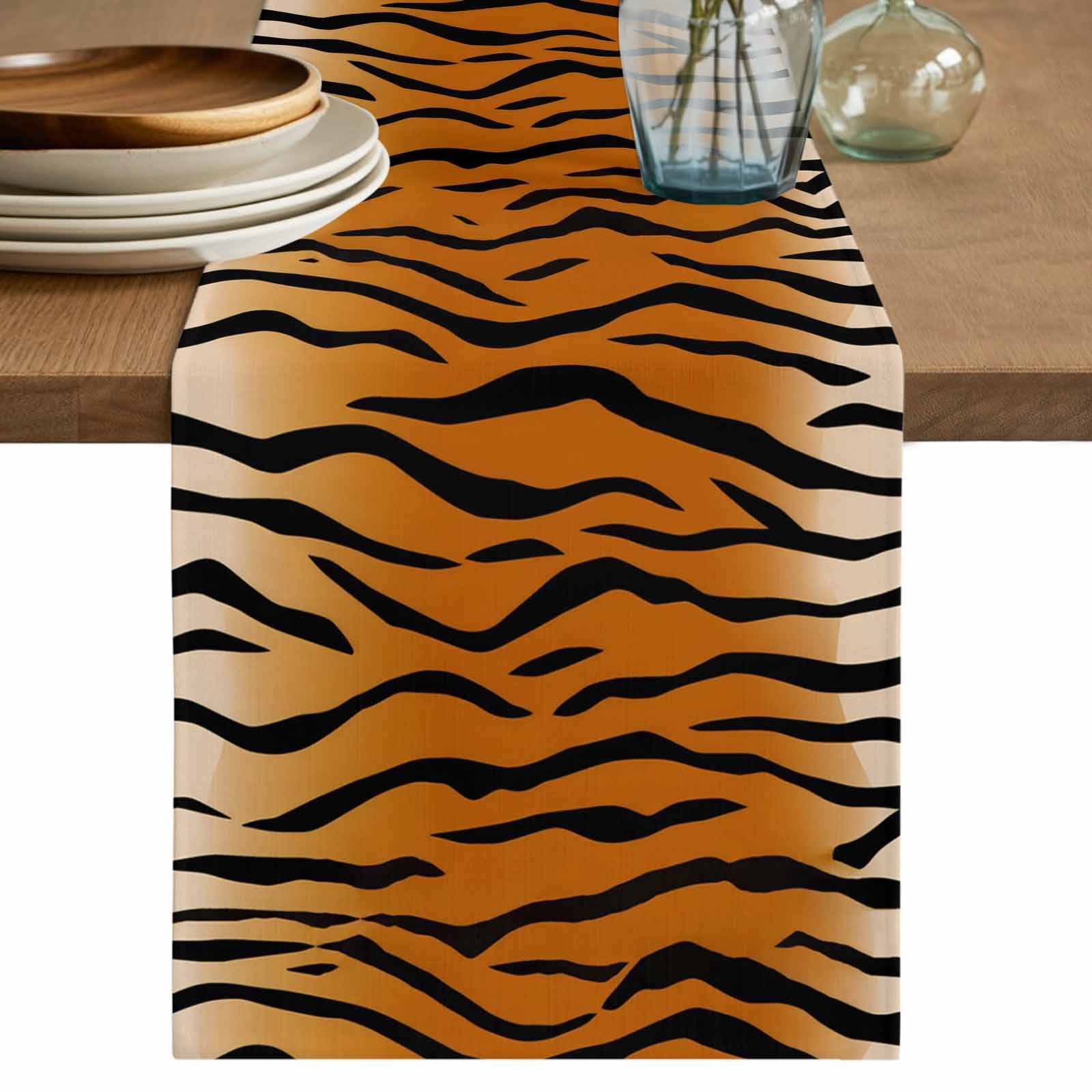 Leopard Print Table Runner 72 Inches, Farmhouse Brown Black Animal ...