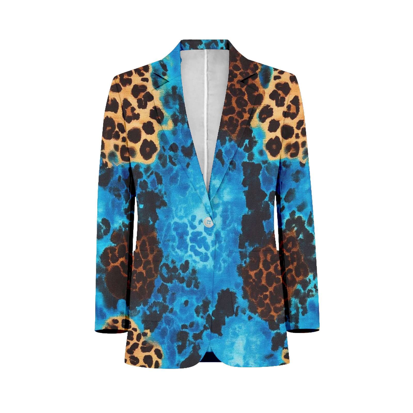 Leopard Print Teal Watercolor Customized Men's Suits full man Shawl ...