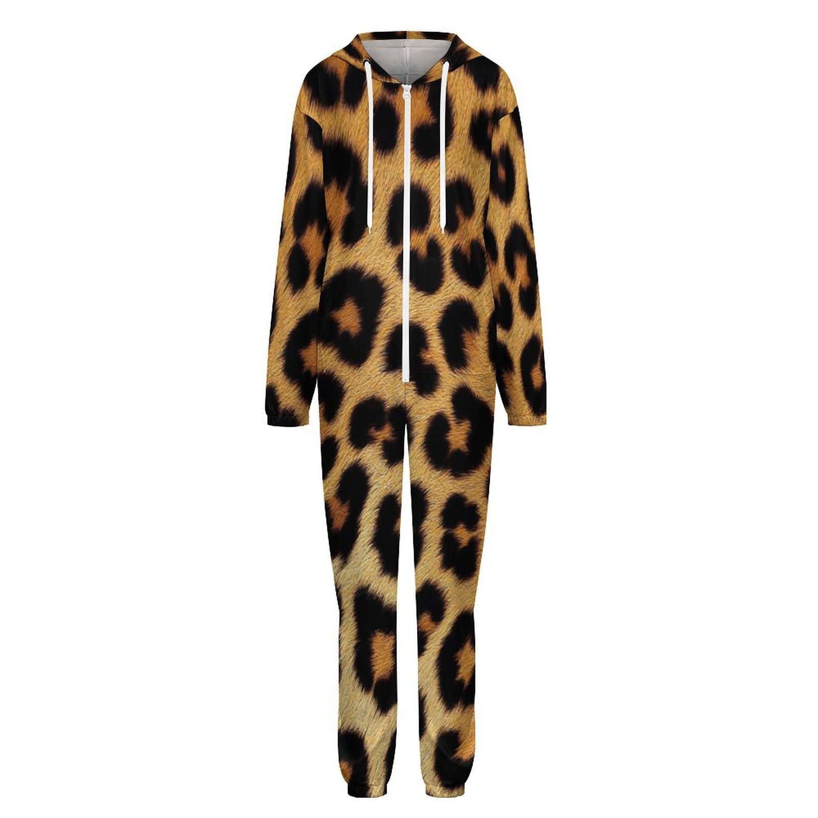 Leopard Print Texture Background Unisex Adult Onesie Pajamas with ...