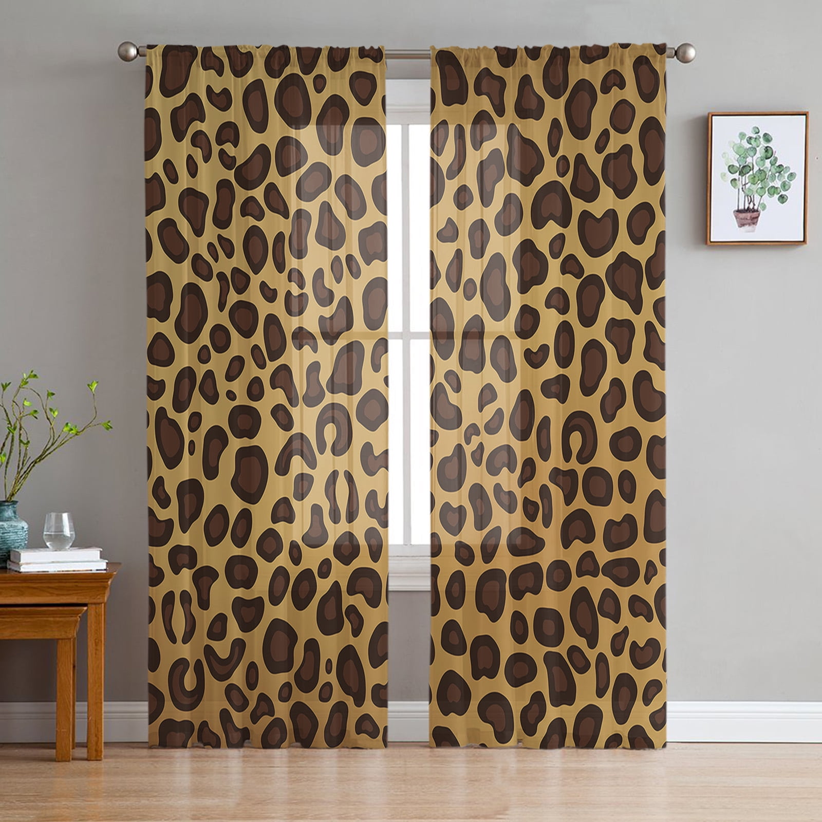 Leopard Print Texture Fur Modern Print Tulle ative Sheer Curtains for ...