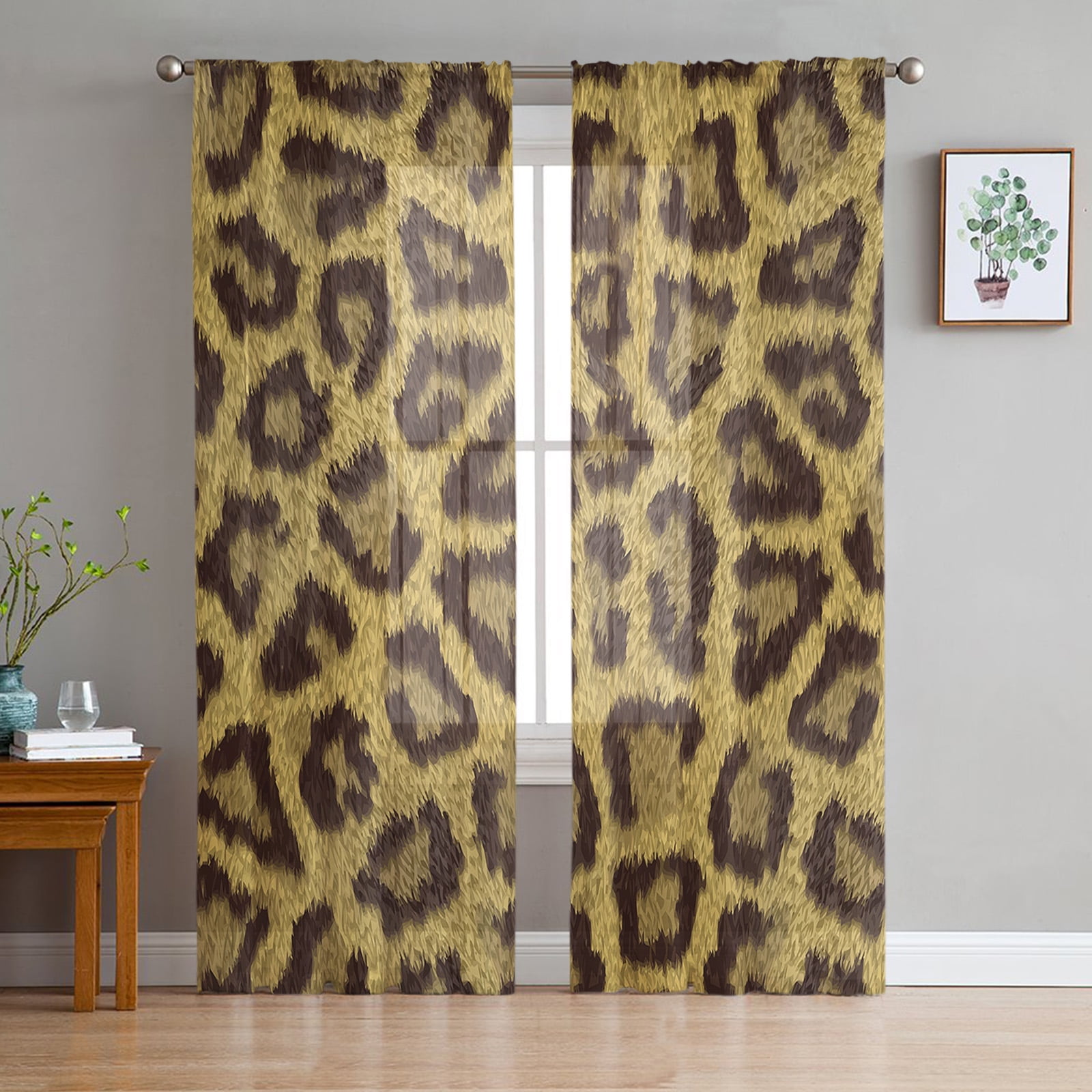 Leopard Print Texture Fur Modern Print Tulle ative Sheer Curtains for ...