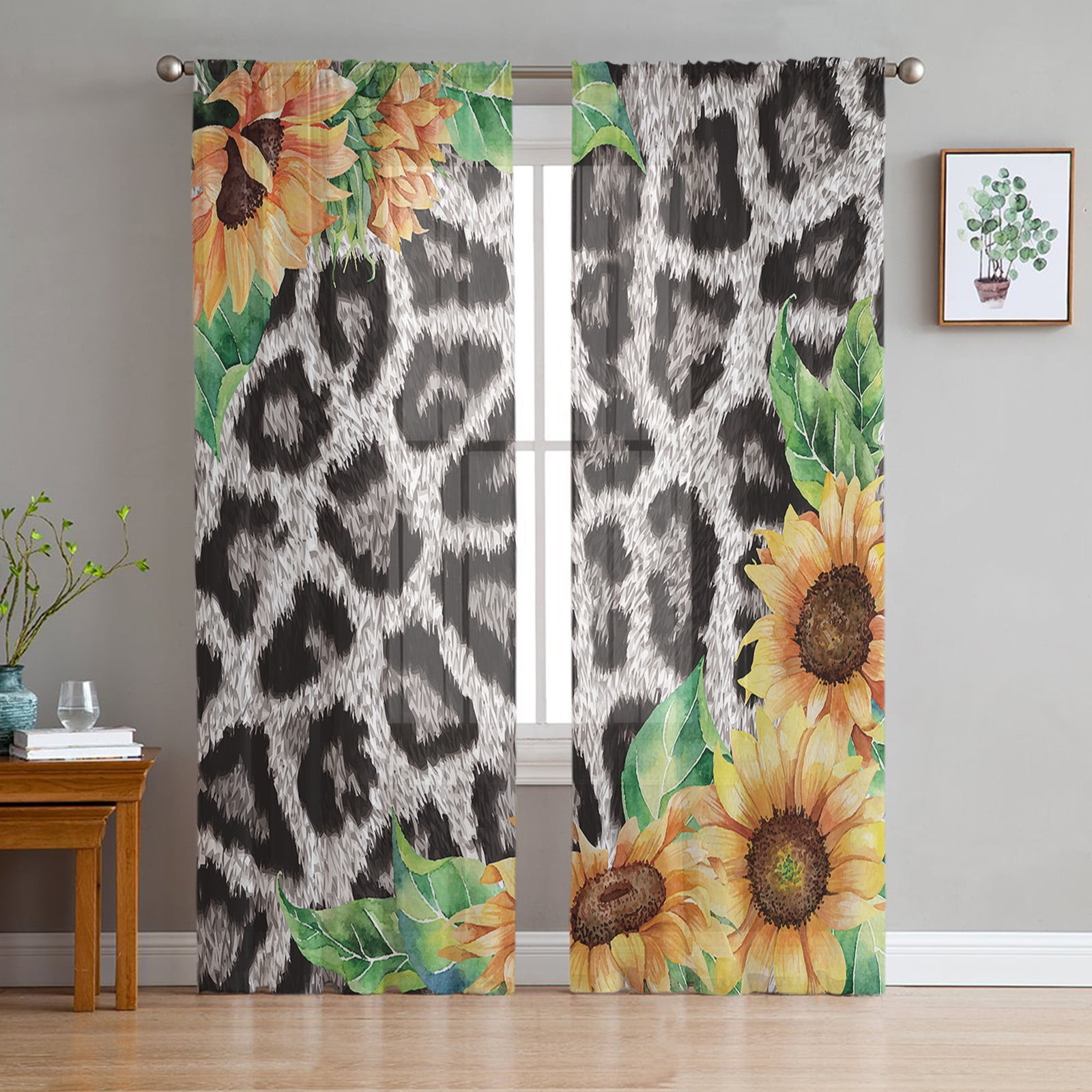 Leopard Print Texture Fur Modern Print Tulle ative Sheer Curtains for ...