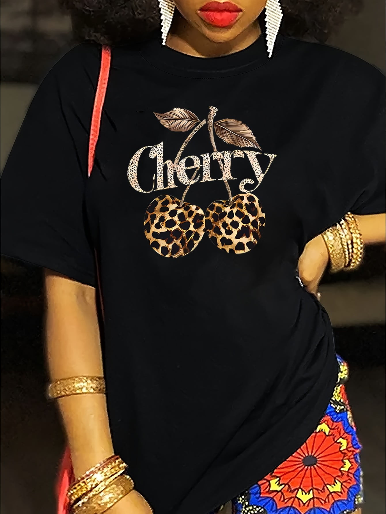 [Leopard Print Top] Leopard Print Fitted Short-Sleeve Top for Women ...