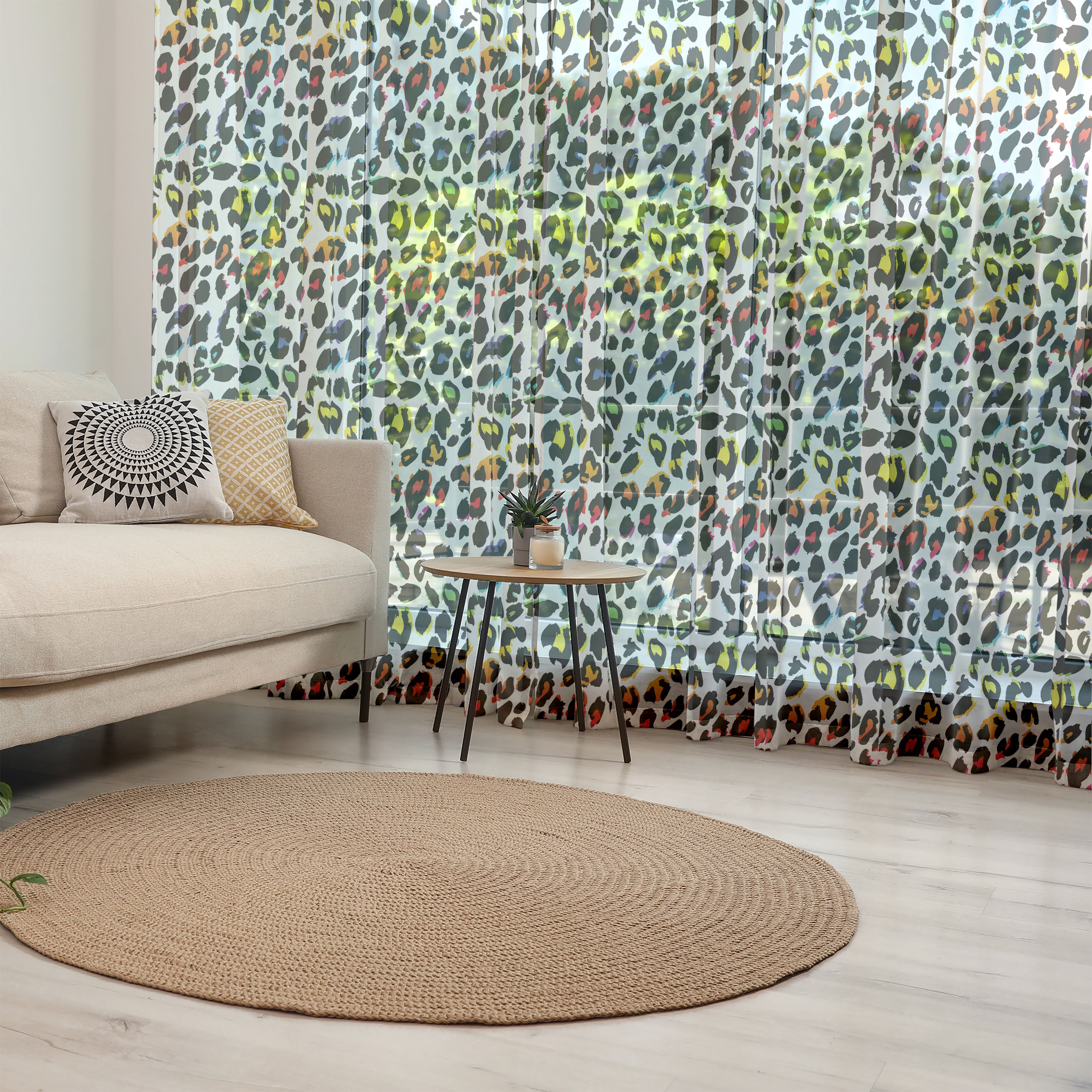 Leopard Print Tulle Curtains with Rod Pocket, Classical Savannah Mammal ...