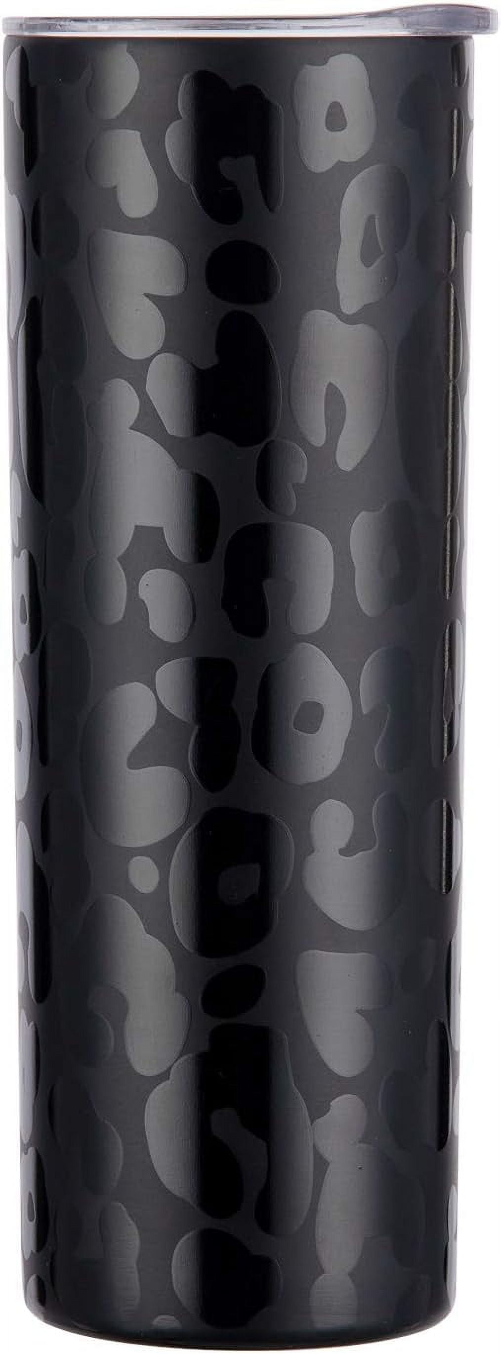 Leopard Print Tumbler 20 oz Matte Black Insulated Water Bottle, Iced ...