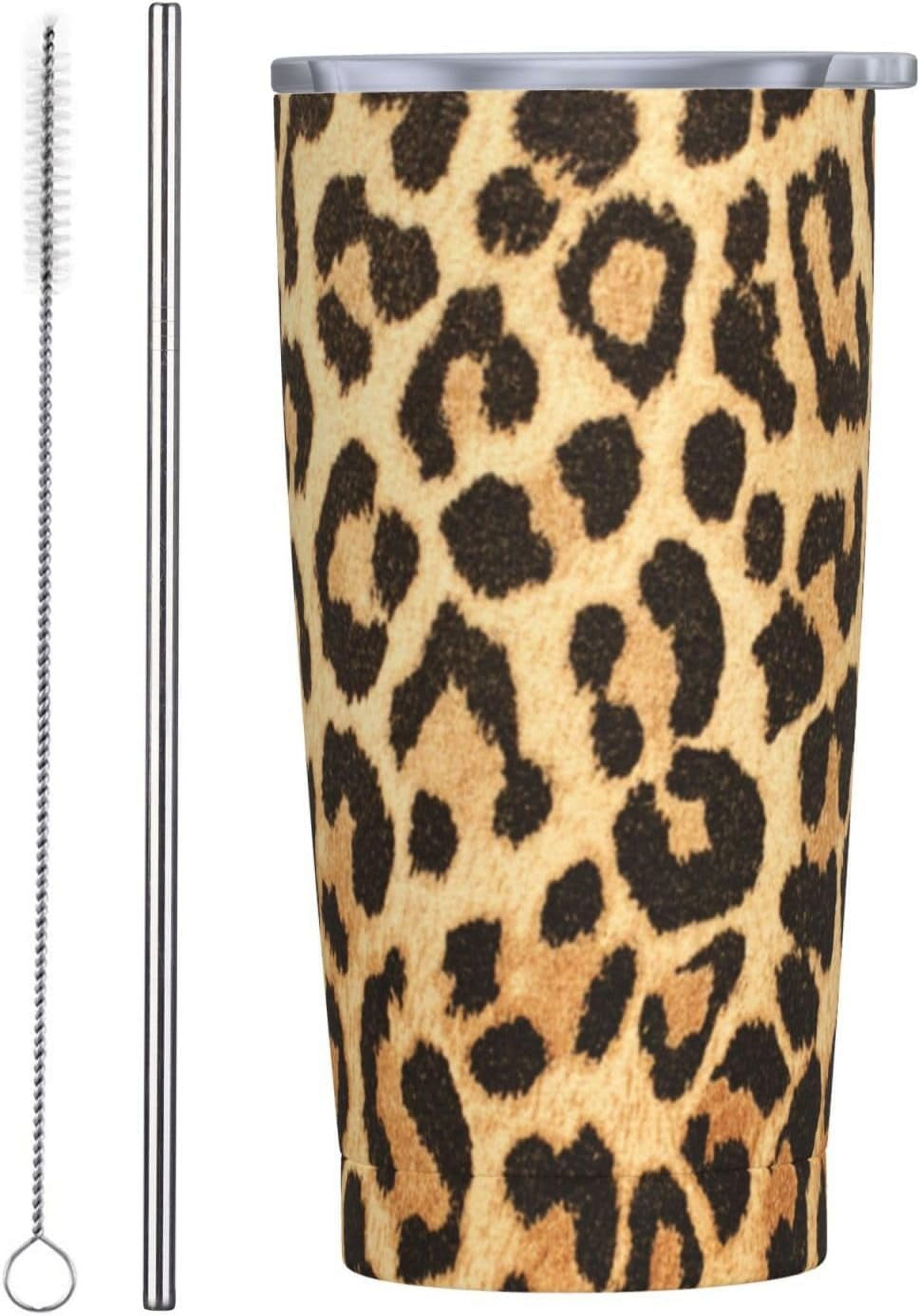 Leopard Print Tumbler Stainless Steel Insulated Tumblers with Lid and ...