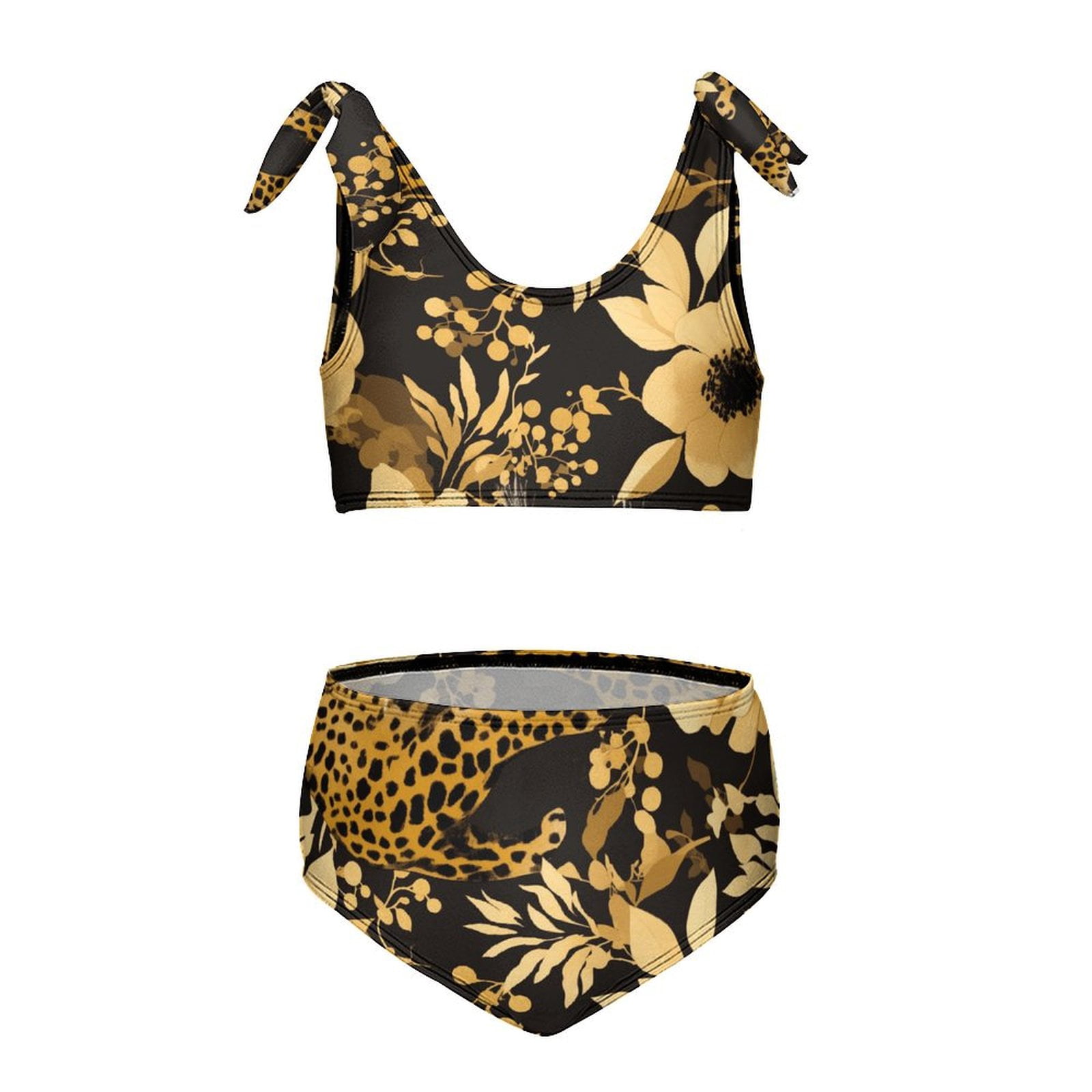 Leopard Print Two Piece Swimsuit Set, Bikini Swimsuit Suitable for ...