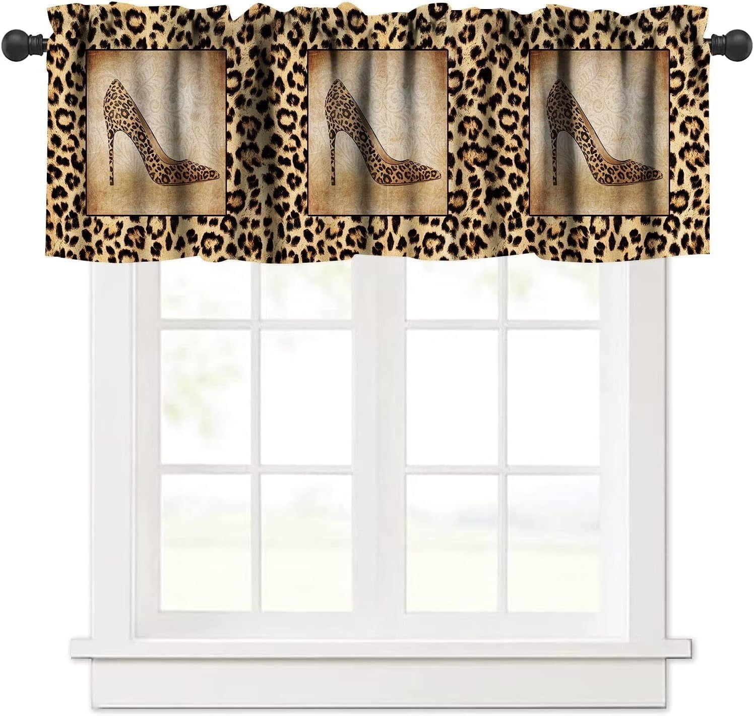 Leopard Print Valance Curtain Sexy Brown Animal Texture High Heels ...