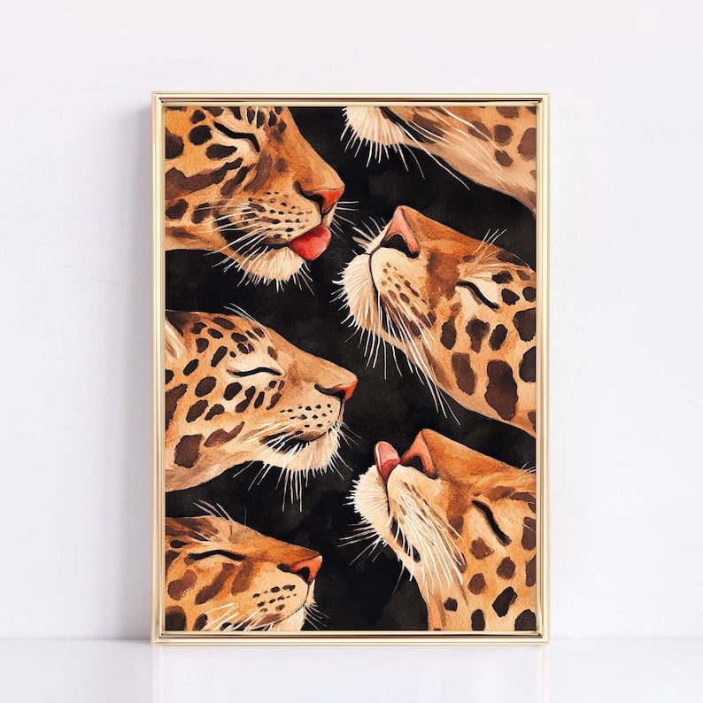 Leopard Print Wall Art, Retro Tiger Print, Trendy Wall Art, Funky Wall ...