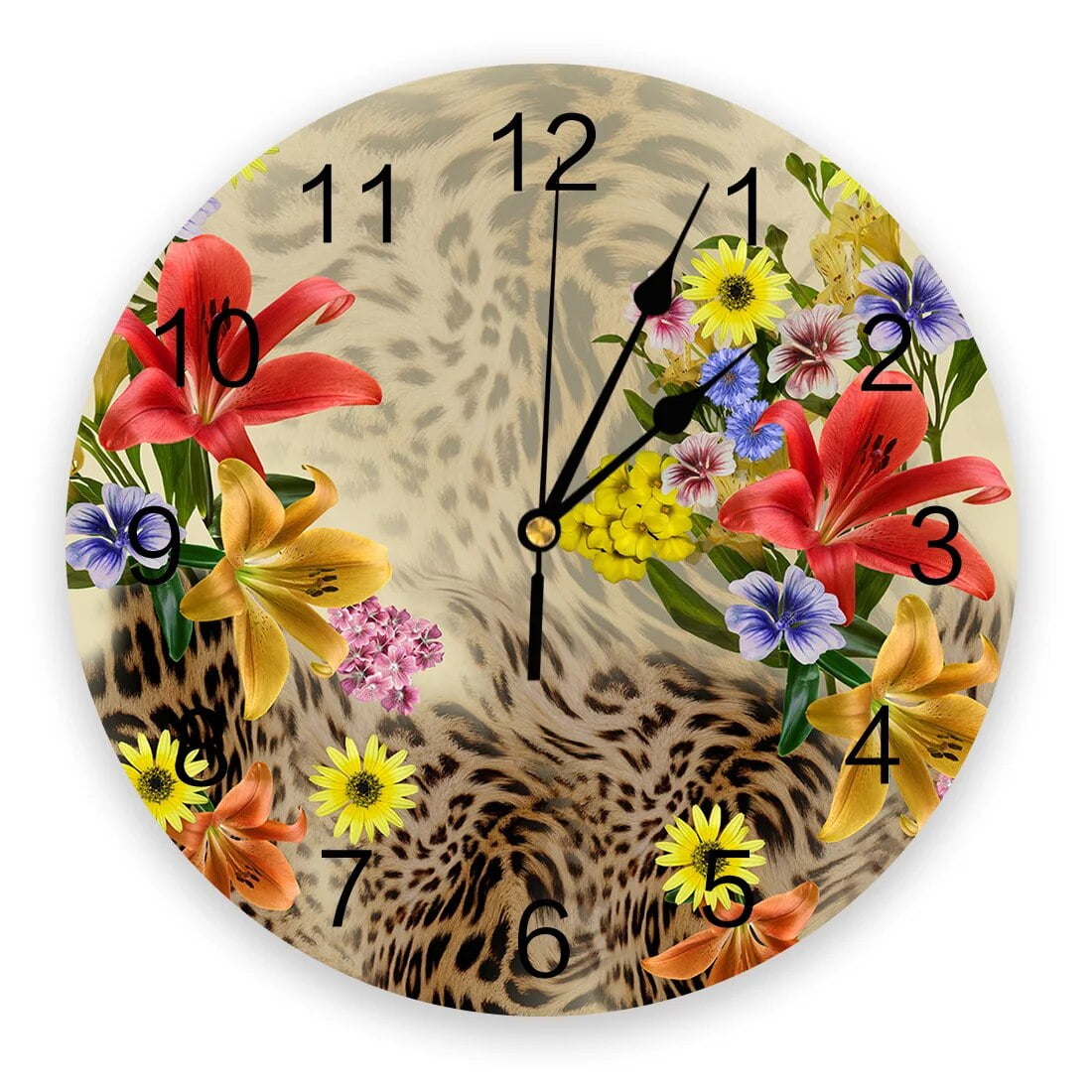Leopard Print Wall Clock Modern Design Living Room Decoration Kitchen ...