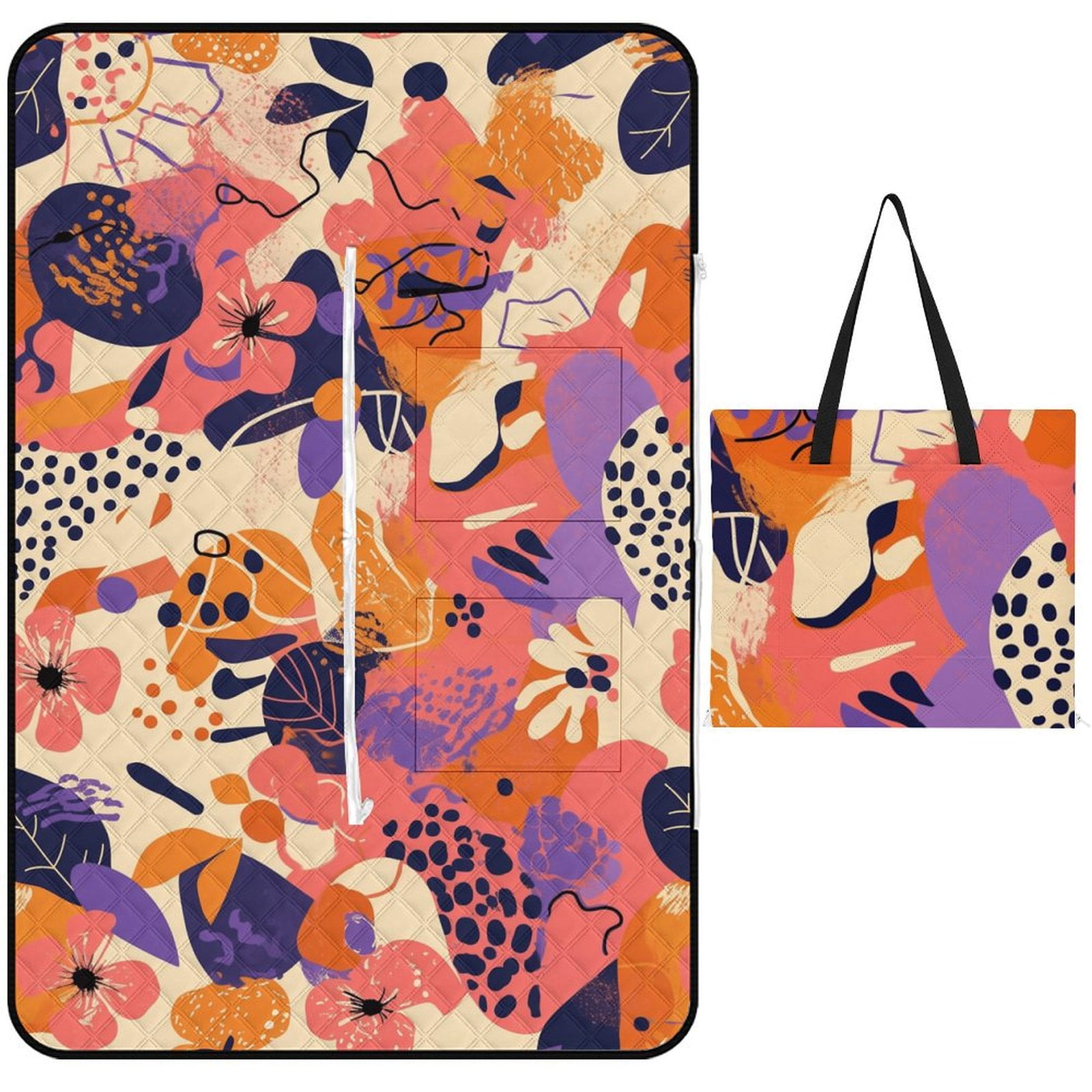 Leopard Print Waterproof Picnic Blanket with Foldable Zipper, Suitable ...