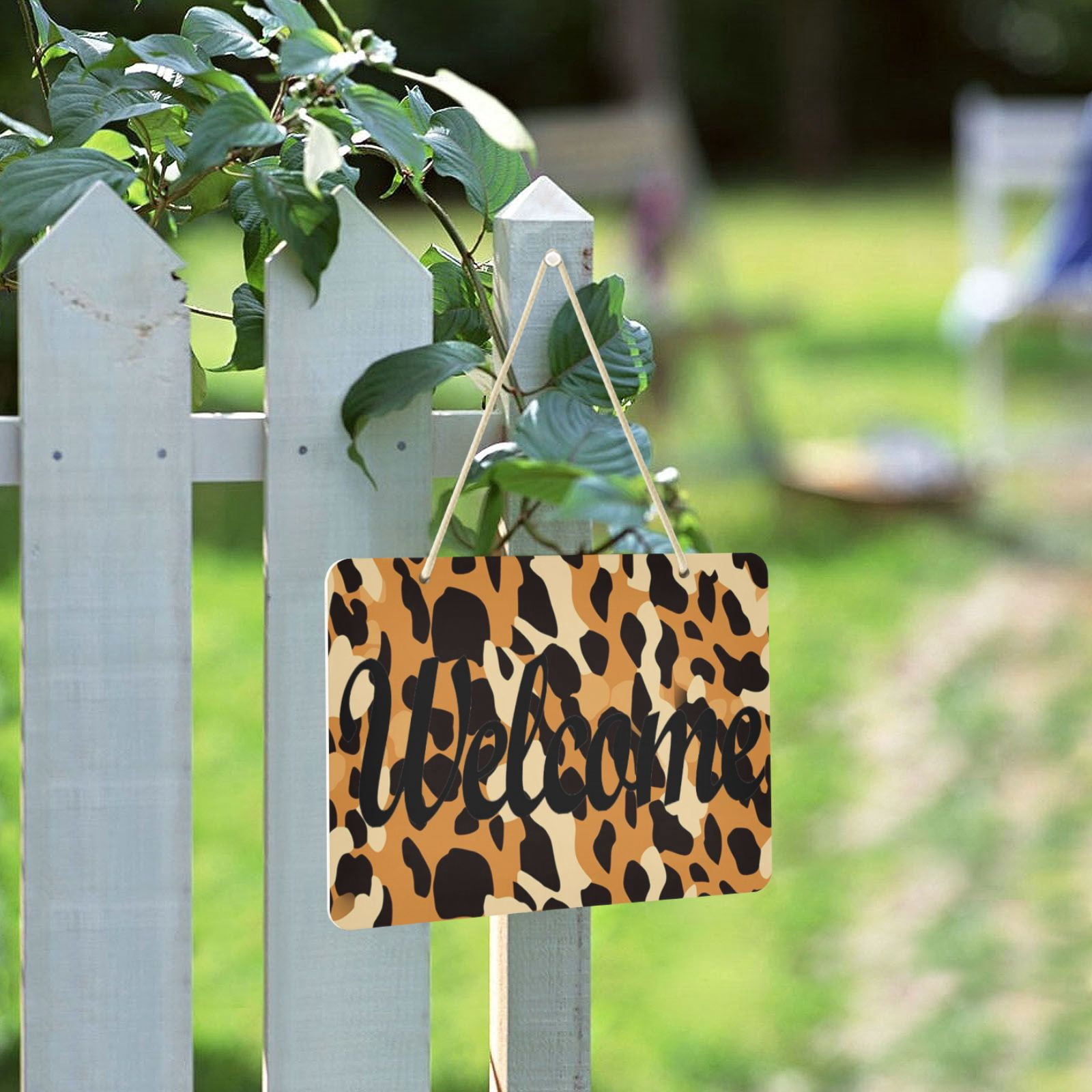 Leopard Print Welcome Sign for Front Door Porch Wreath Door Sign Home ...