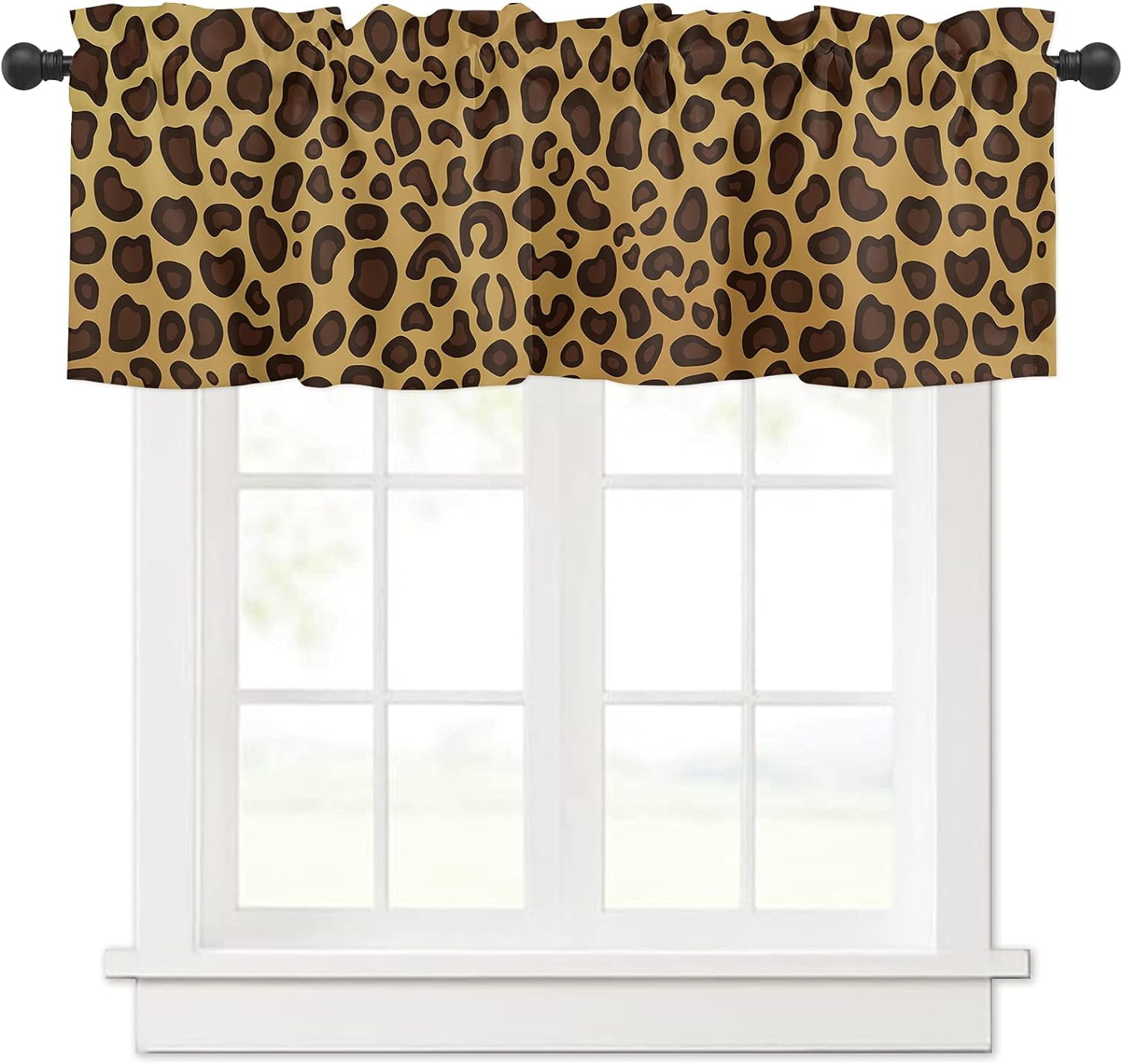 Leopard Print Window Curtain Valance for Kitchen Windows/Bathroom ...