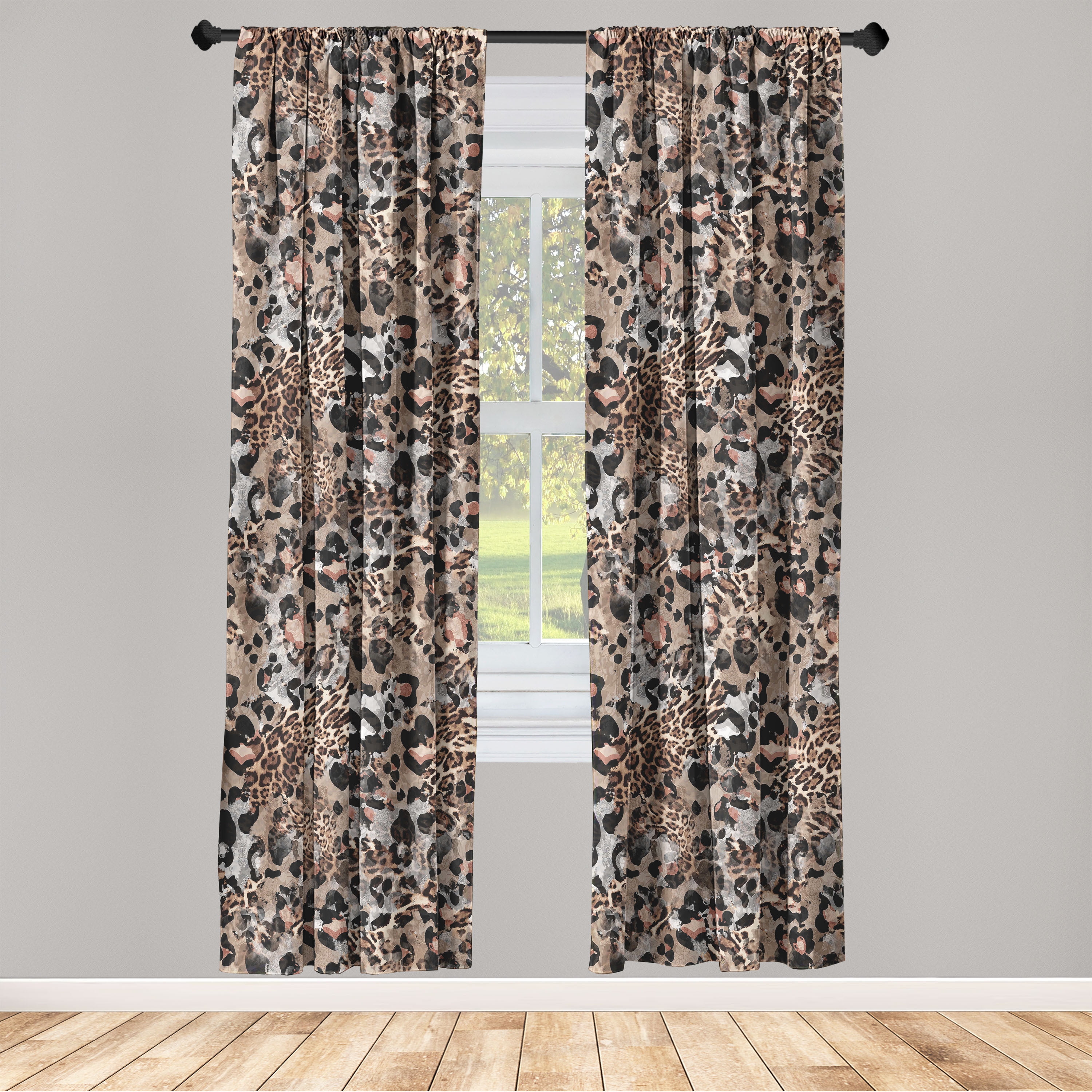 Leopard Print Window Curtains, Exotic Wild Cat Skin Inspired Spotted ...