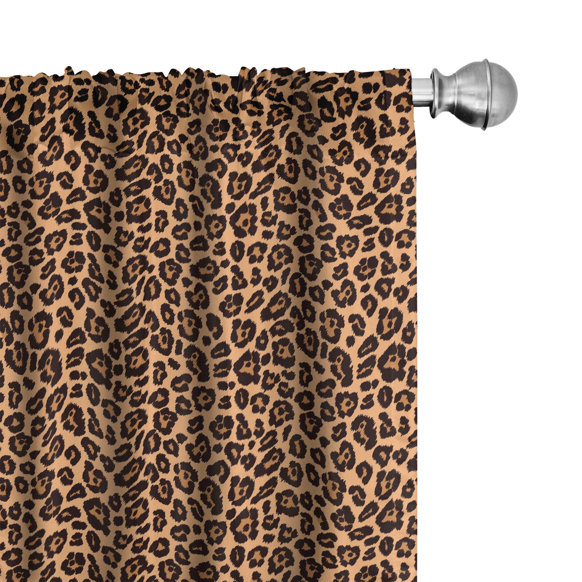 Ambesonne Leopard Print Window Curtains, Orange Exotic African, Each 28 ...