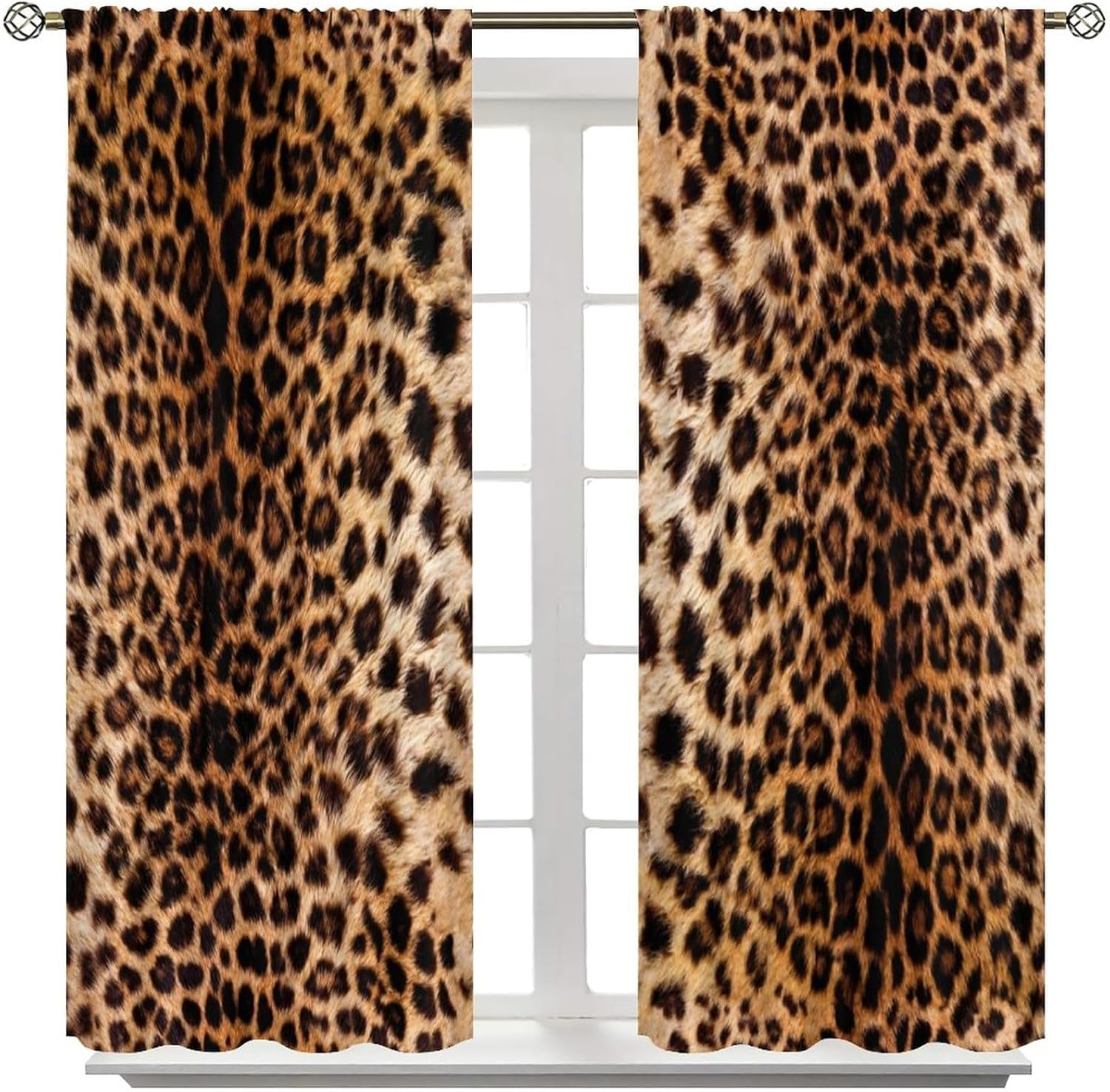 Leopard Print Window Curtains,Tropical Wildlife Fur Pattern Home ...