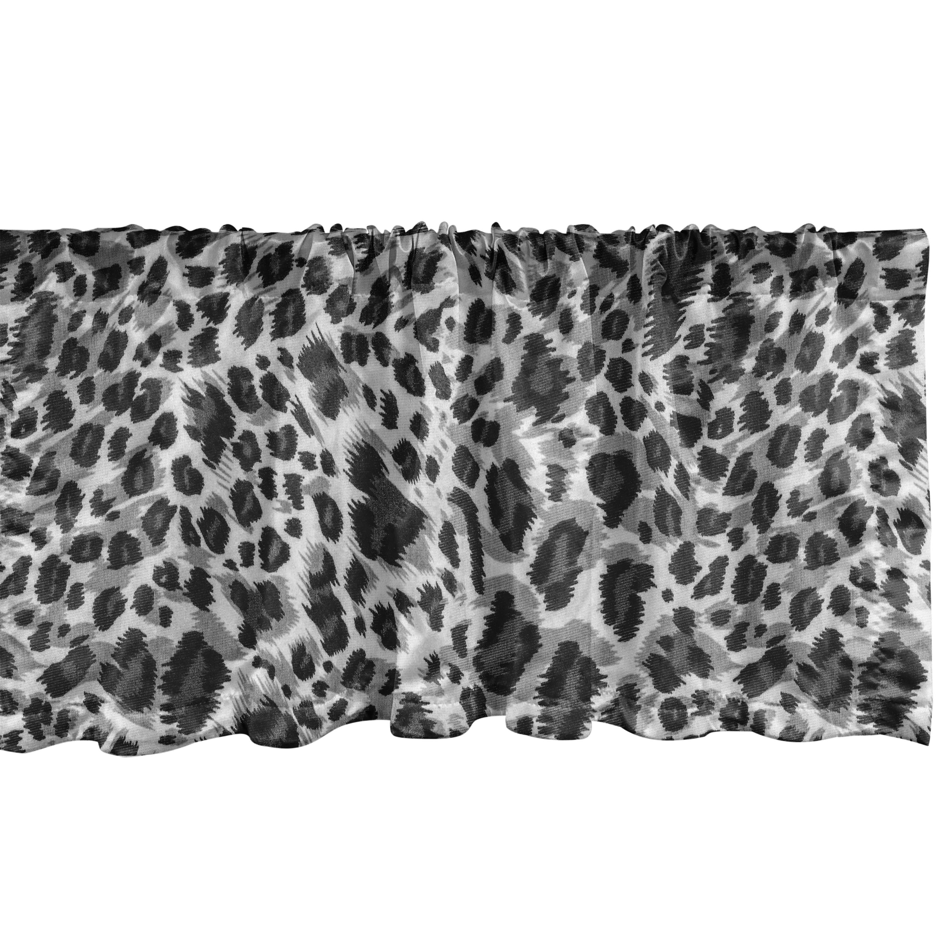 Leopard Print Window Valance, Achromatic Colors of Repeating Wild Cat ...