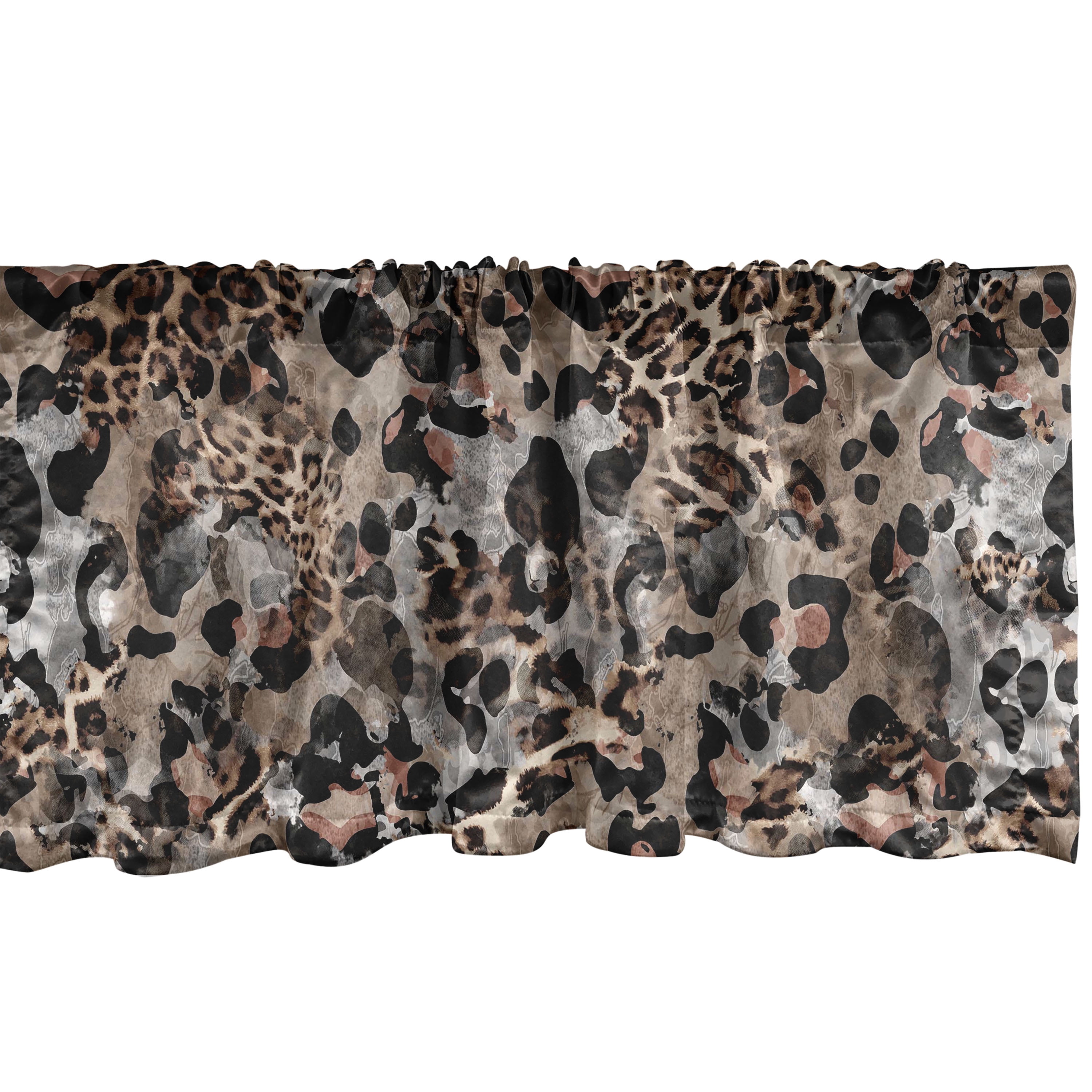 Leopard Print Window Valance, Exotic Wild Cat Skin Inspired Spotted ...