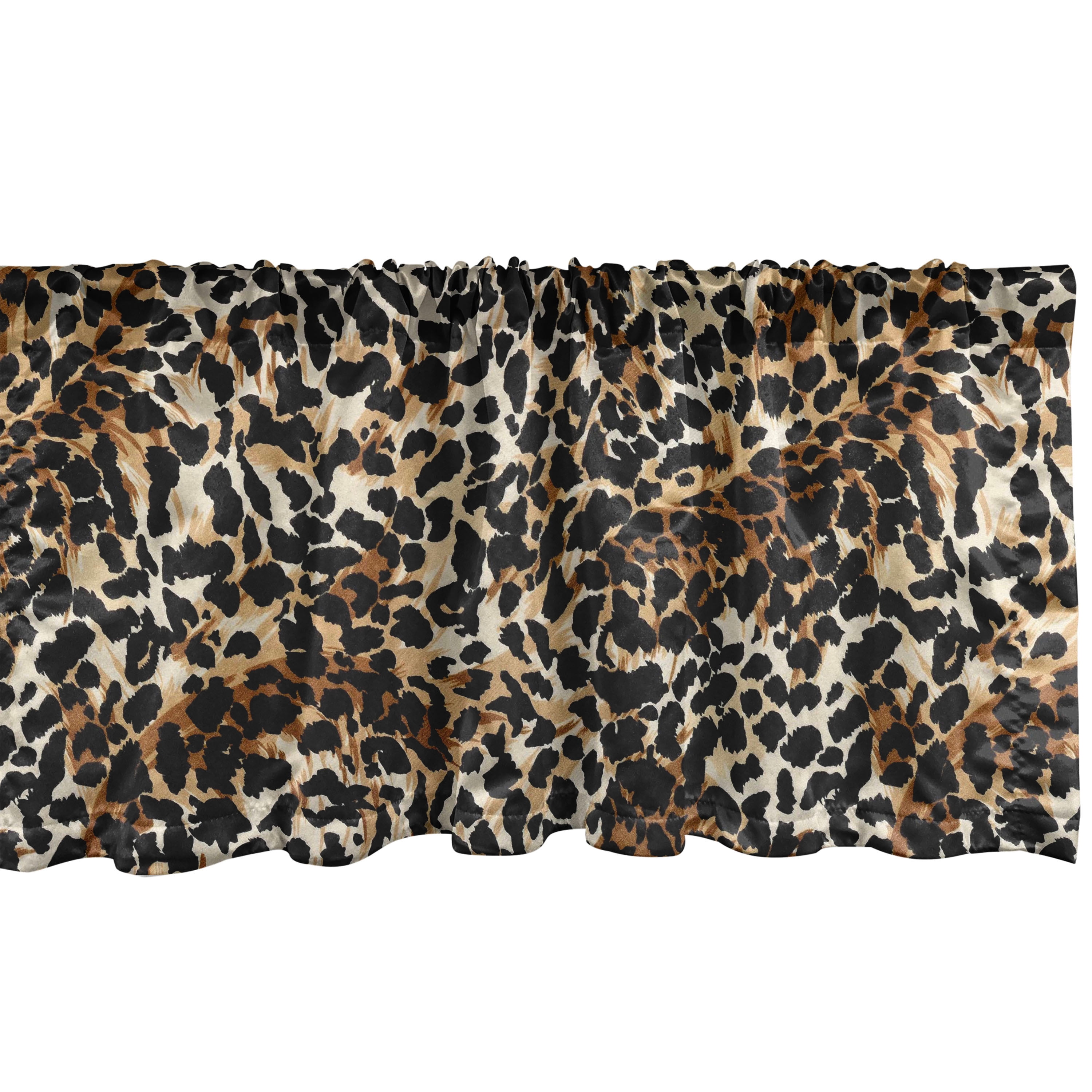 Leopard Print Window Valance, Wild Big Cat of Jungle Skin Pattern with ...